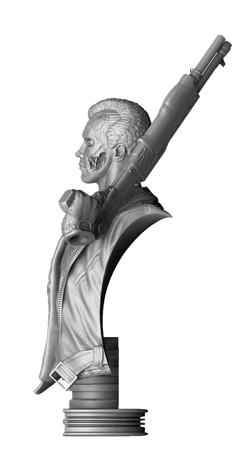 Terminator T-800 Bust With Weapons (5 Head Options) 3D Model by naeem32