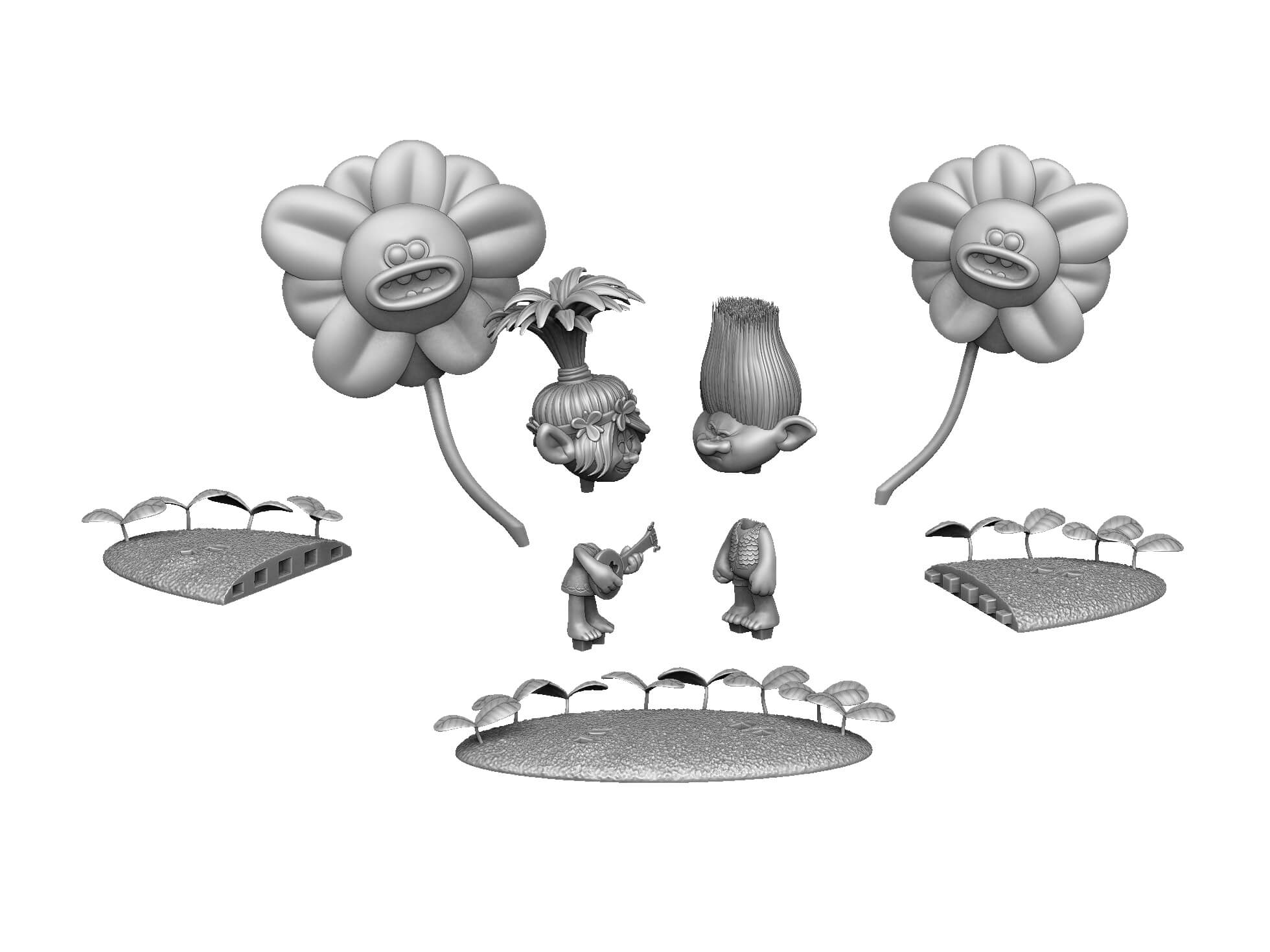 Trolls. Poppy Sings To Angry Branch - 3D Model by naeem32