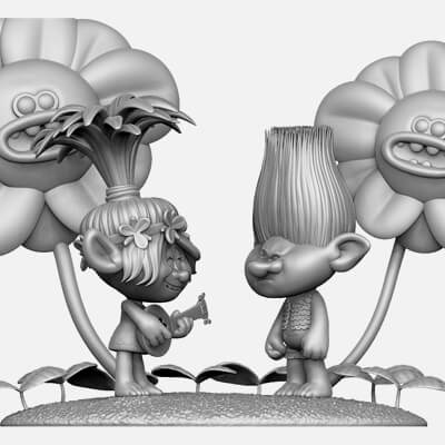 Trolls. Poppy Sings To Angry Branch - 3D Model by naeem32