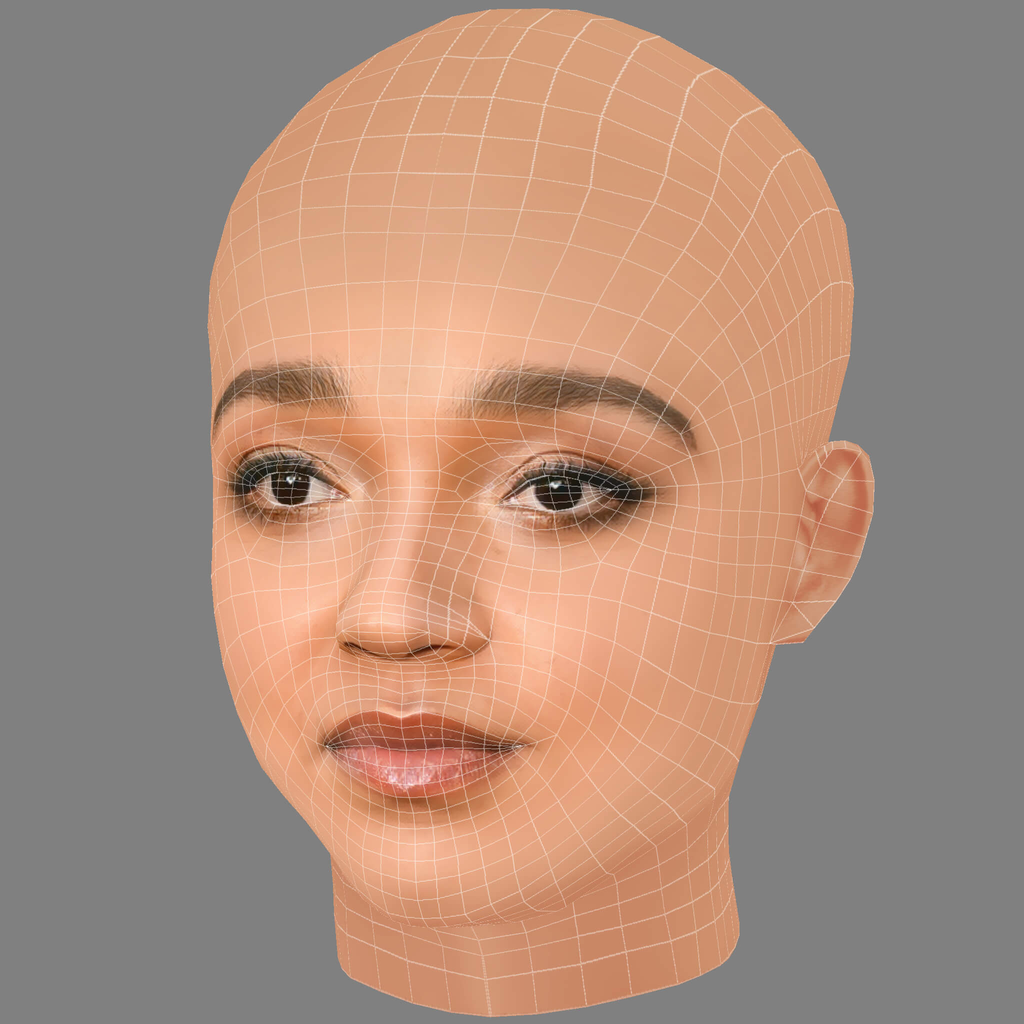Aisha Dee Head - No Hair - Low Poly Head for Game 3D Model by Nammichael