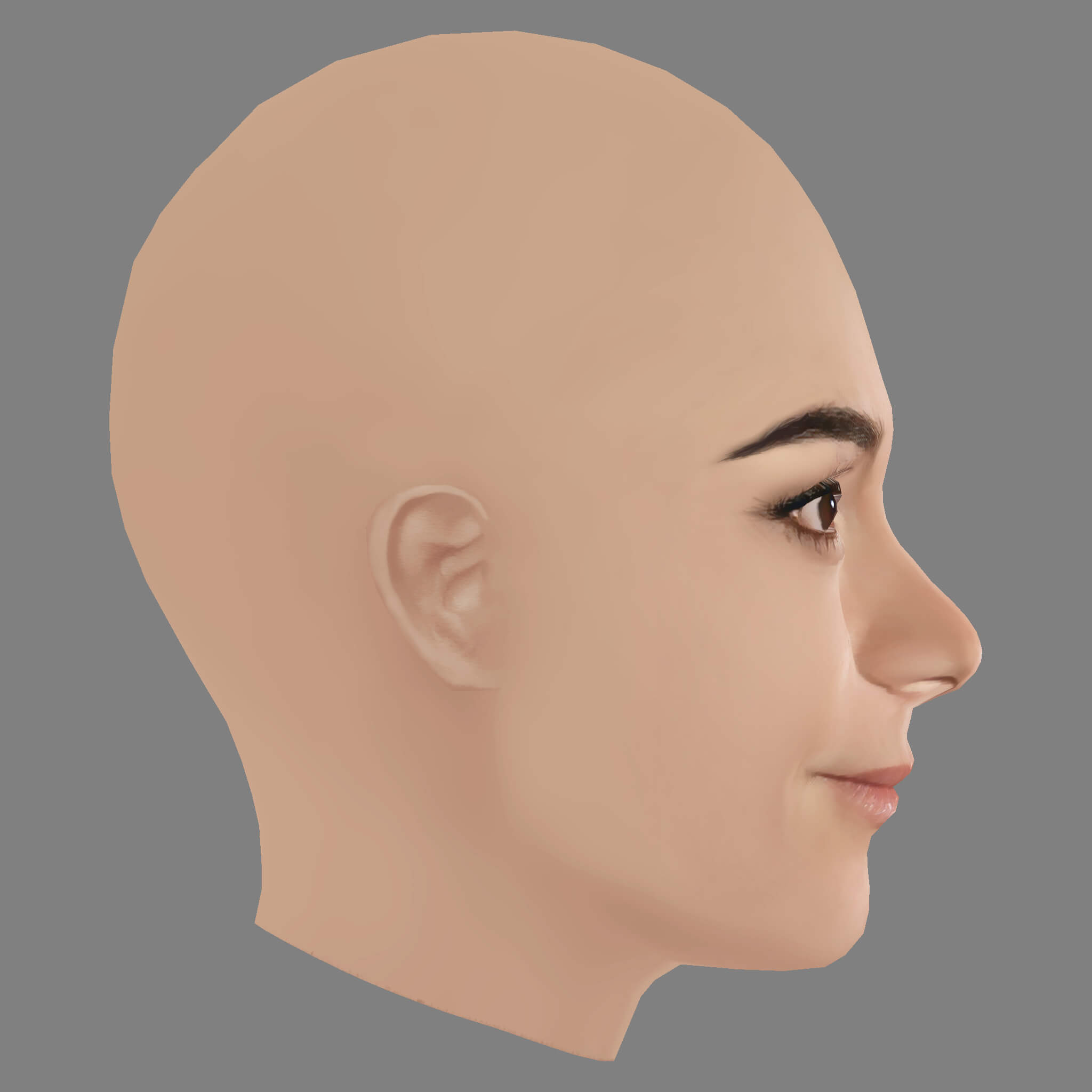 Alice Braga Head - No Hair - Low Poly Head for Game 3D Model by Nammichael