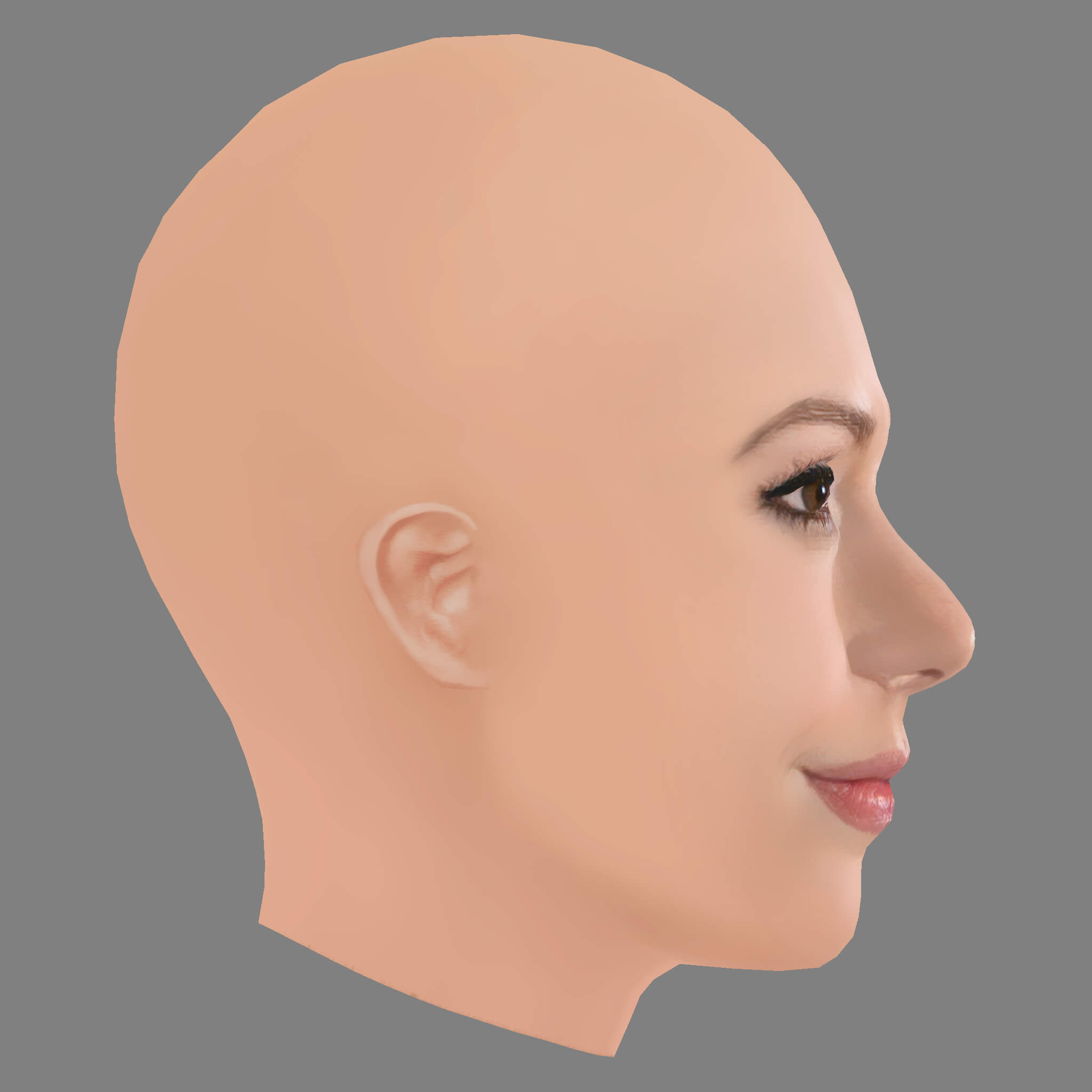 Amanda Crew Head - No Hair - Low Poly Head for Game 3D Model by Nammichael