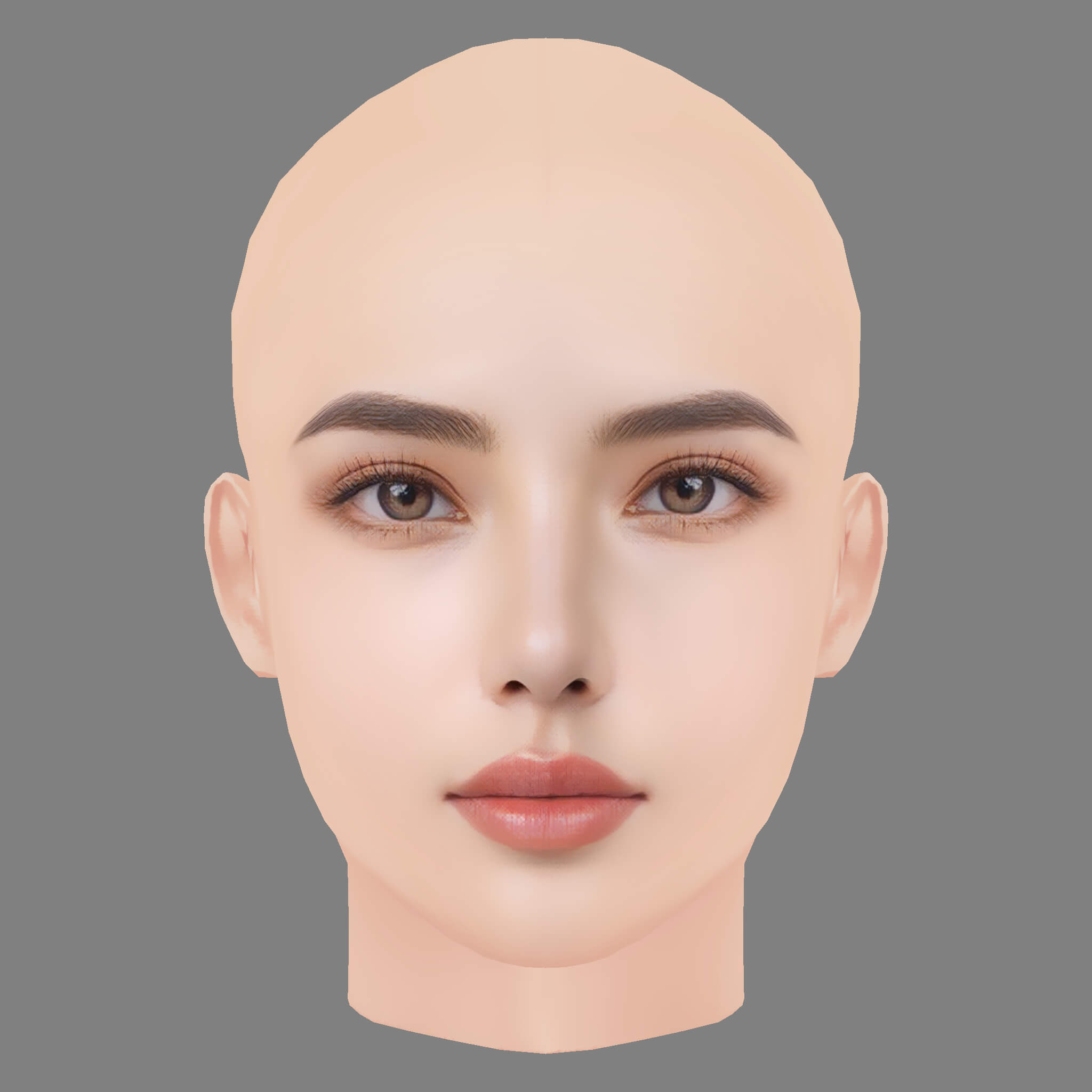 Beautiful Girl Head 01 - No Hair - Low Poly Head for Game 3D Model by ...