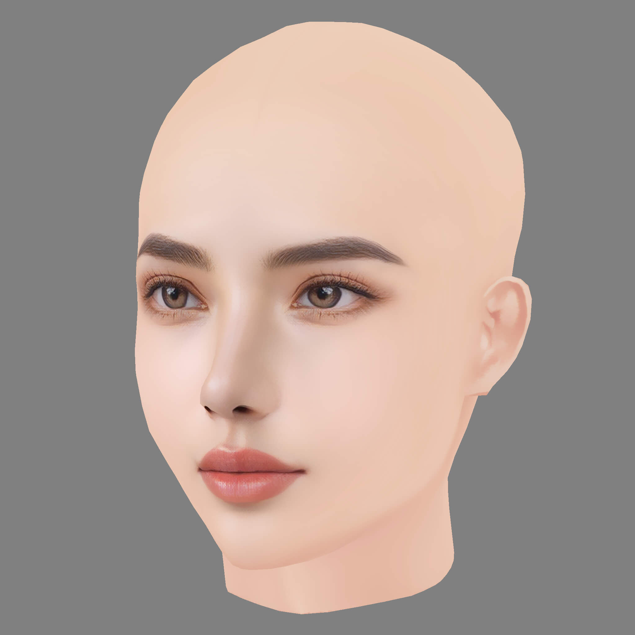 Beautiful Girl Head 01 - No Hair - Low Poly Head for Game 3D Model by ...