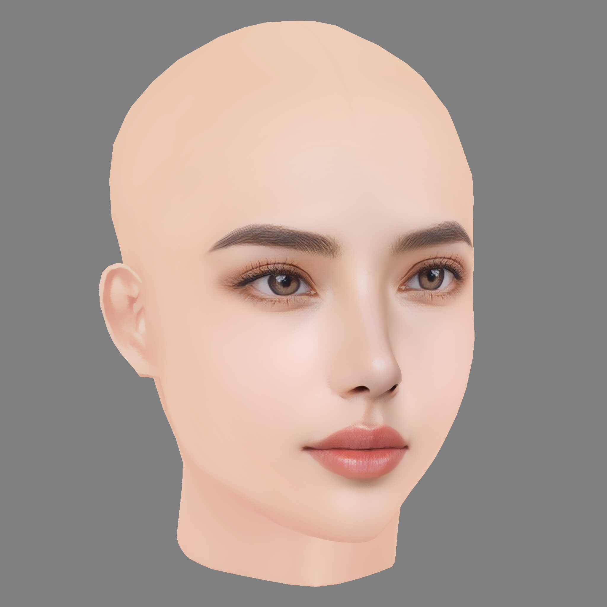 Beautiful Girl Head 01 - No Hair - Low Poly Head for Game 3D Model by ...