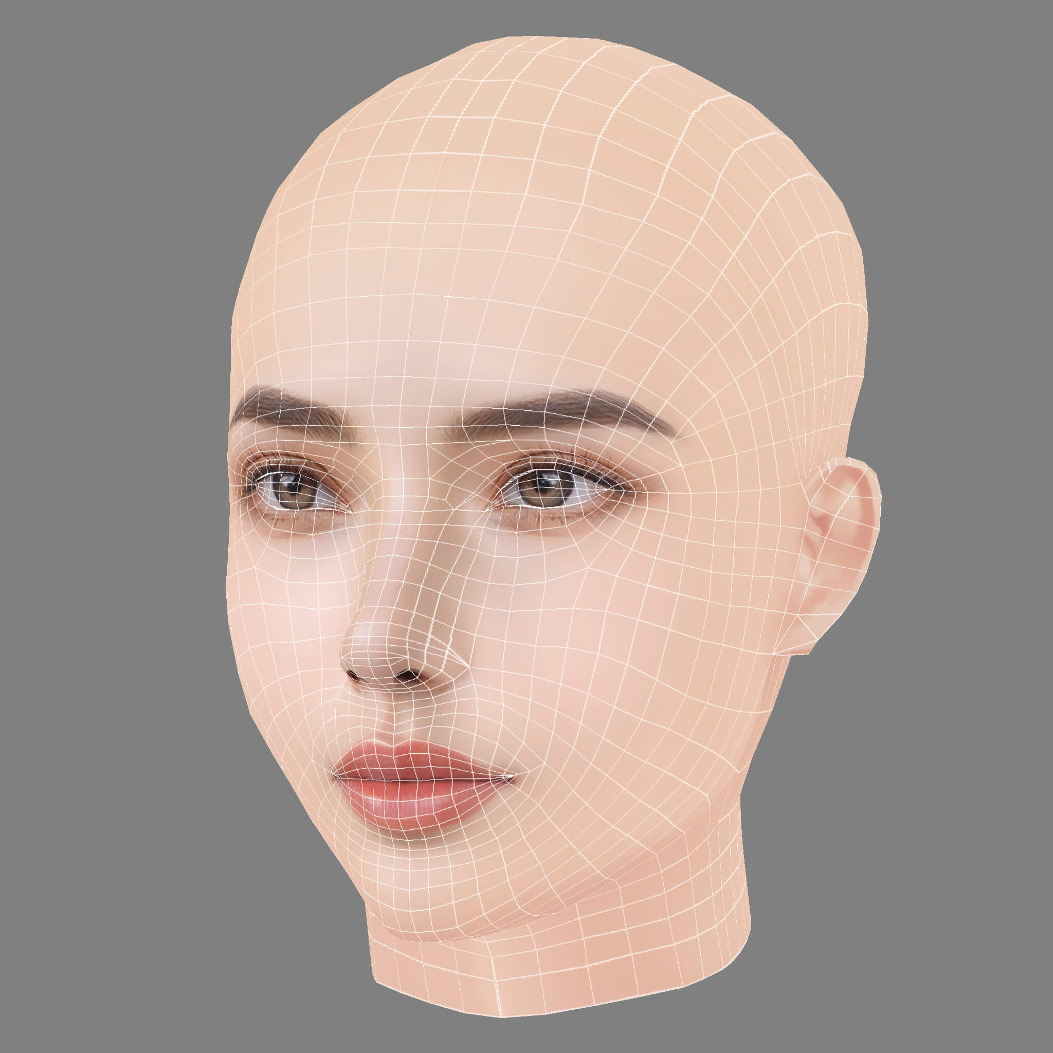 Beautiful Girl Head 01 - No Hair - Low Poly Head for Game 3D Model by ...