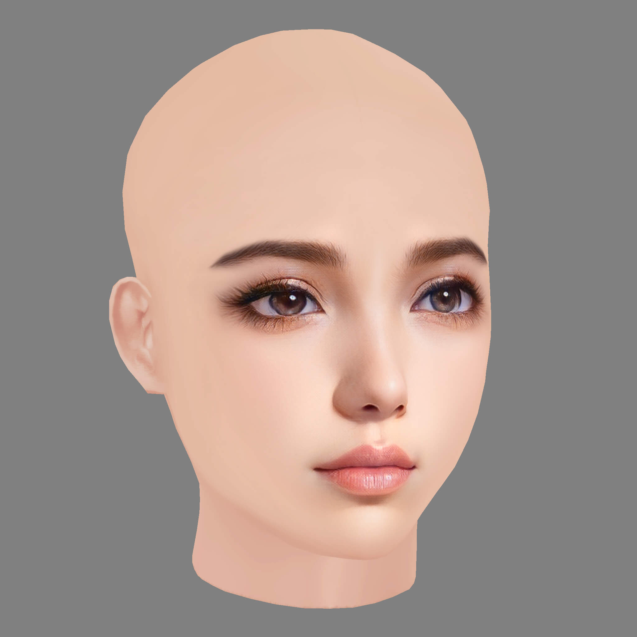Beautiful Girl Head 02 - No Hair - Low Poly Head for Game 3D Model by ...