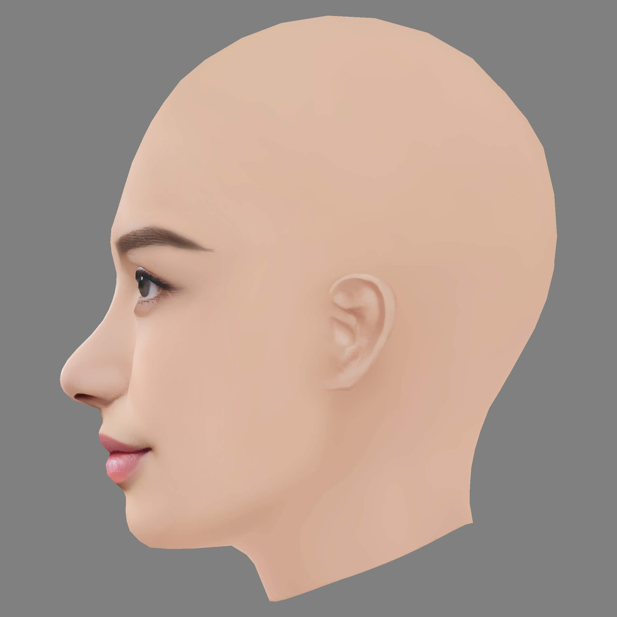 Beautiful Girl Head 04 - No Hair - Low Poly Head for Game 3D Model by ...