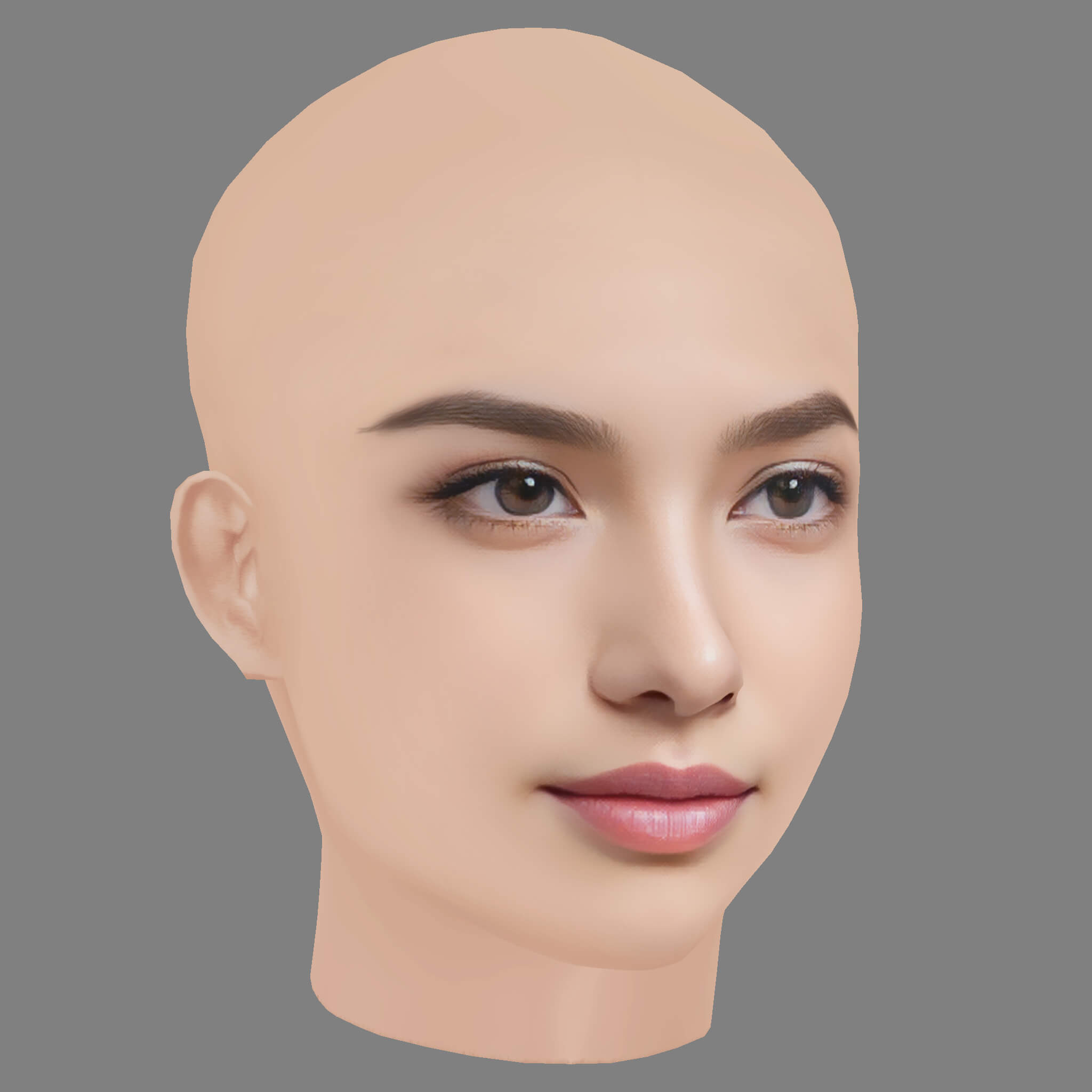 Beautiful Girl Head 04 - No Hair - Low Poly Head for Game 3D Model by ...