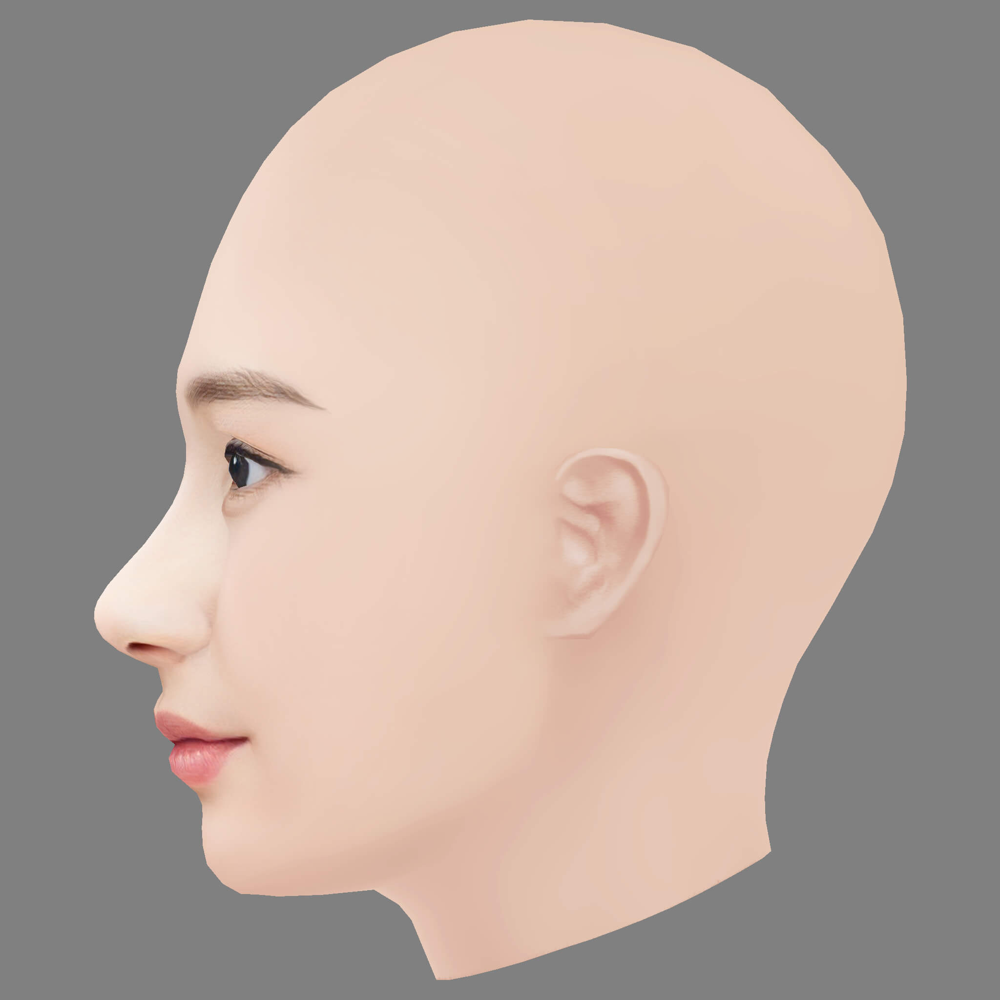 Beautiful Girl Head 07 - No Hair - Low Poly Head for Game 3D Model by ...