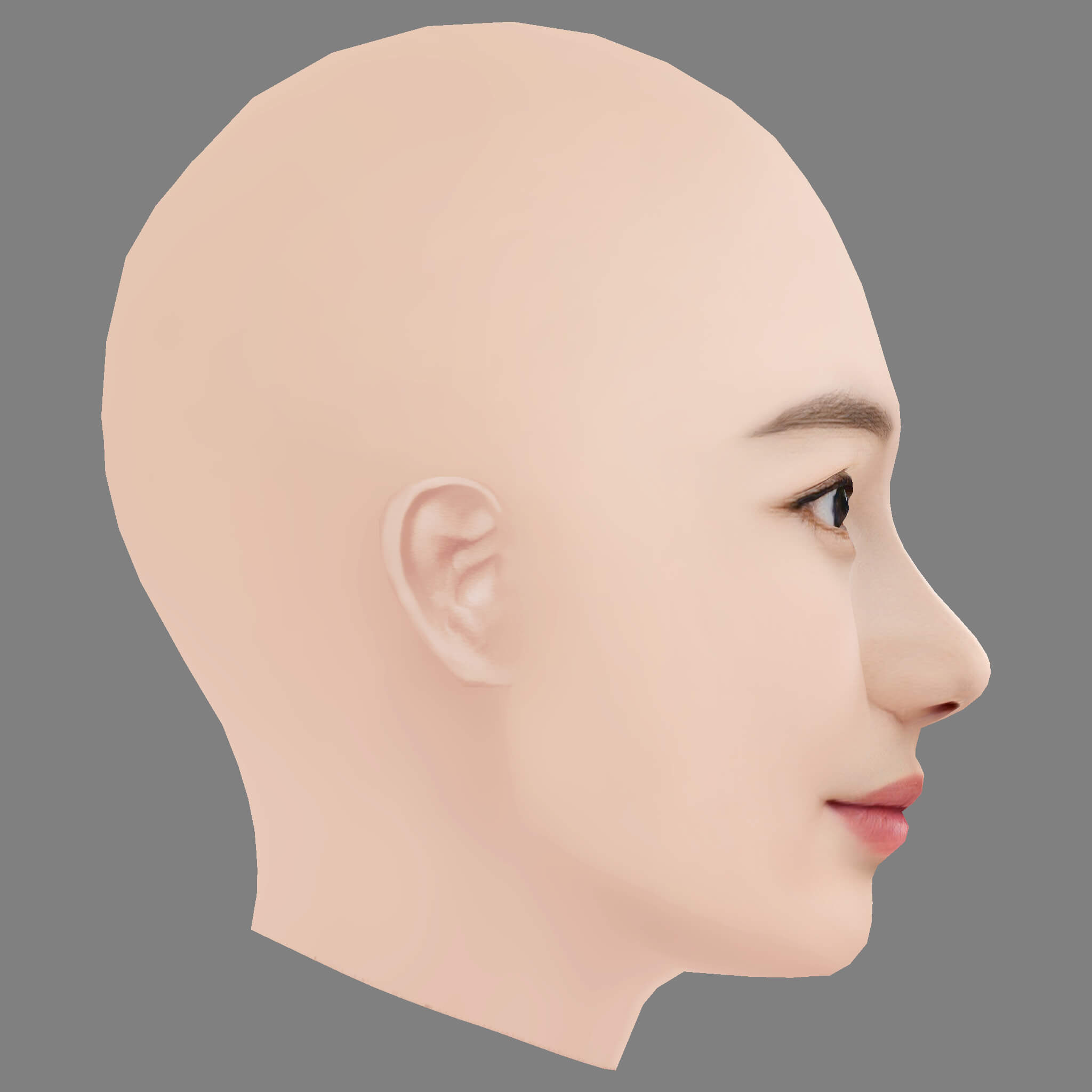Beautiful Girl Head 07 - No Hair - Low Poly Head for Game 3D Model by ...