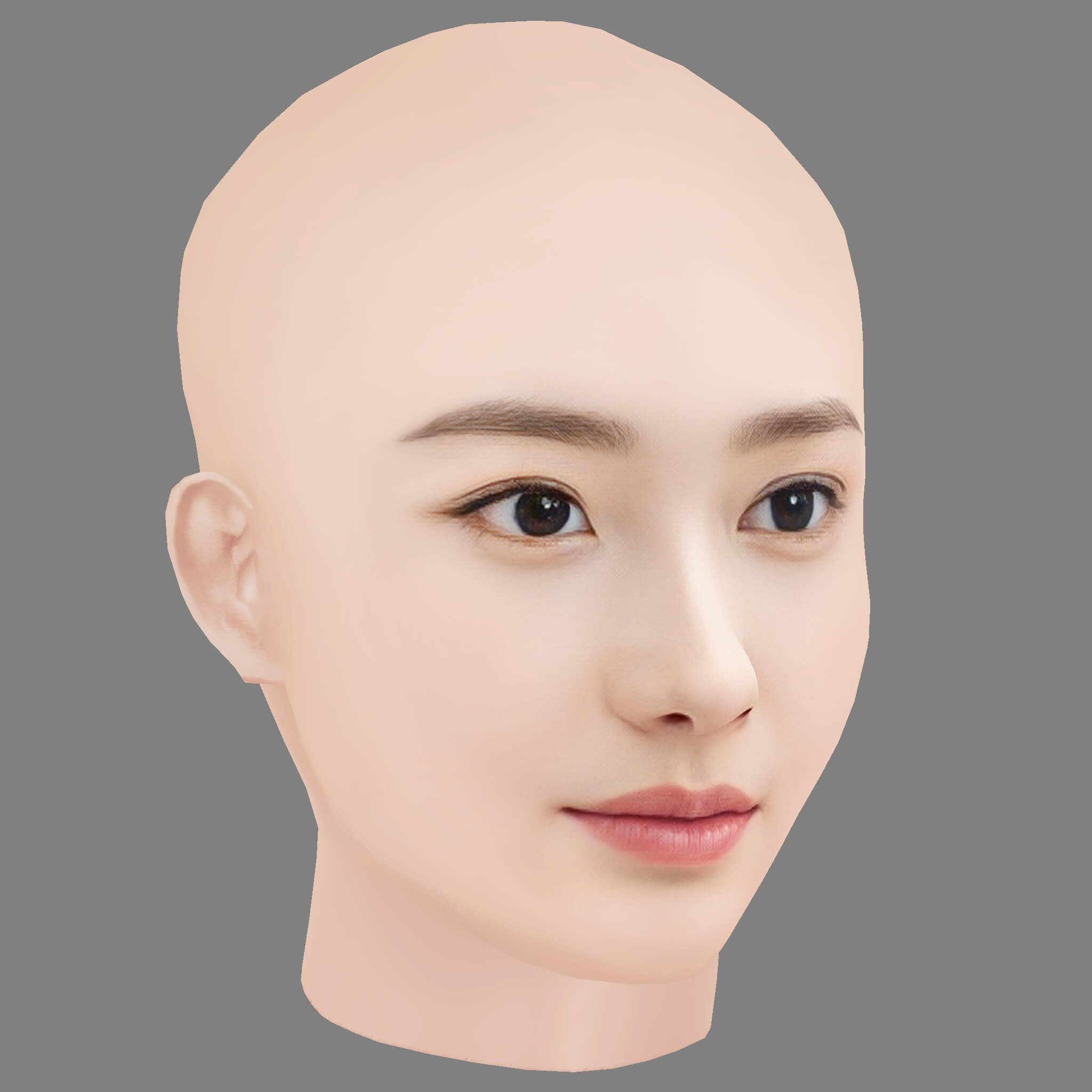 Beautiful Girl Head 07 - No Hair - Low Poly Head for Game 3D Model by ...