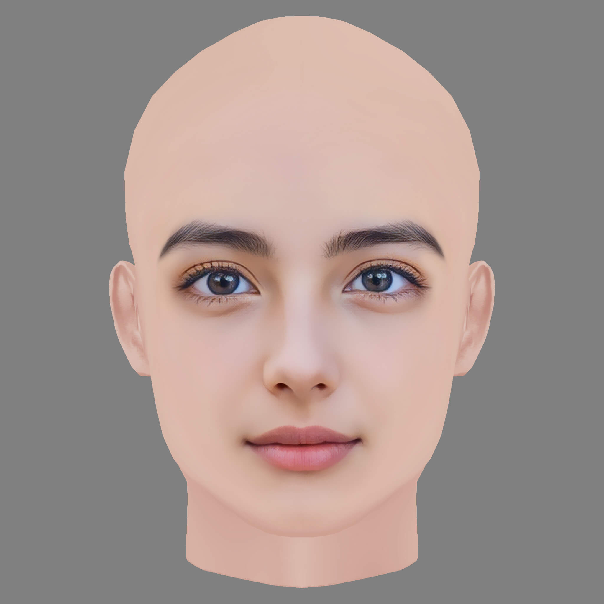 Beautiful Girl Head 08 - No Hair - Low Poly Head for Game 3D Model by ...