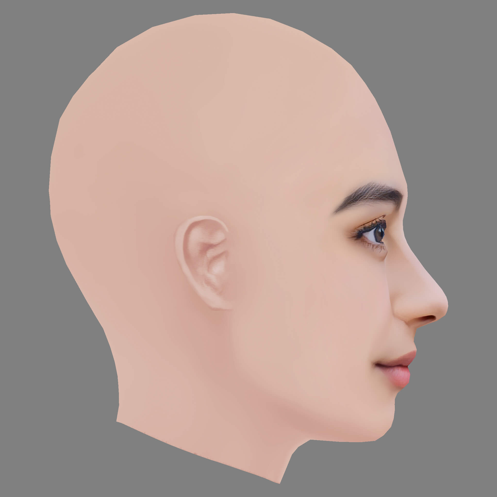 Beautiful Girl Head 08 - No Hair - Low Poly Head for Game 3D Model by ...