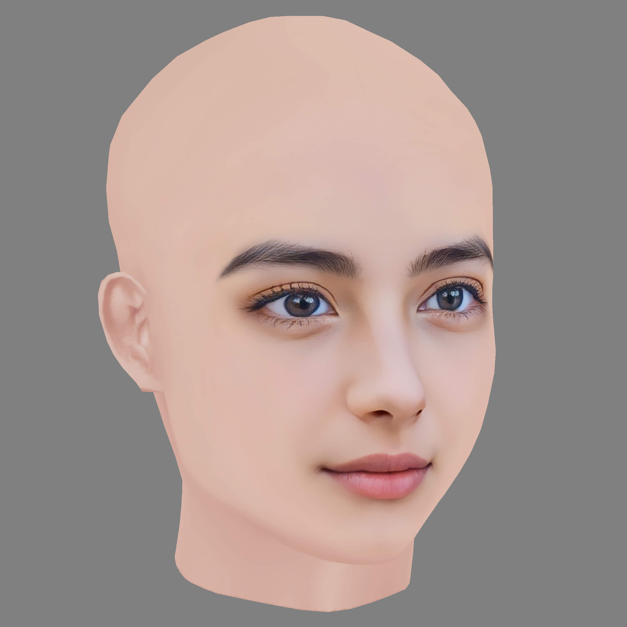 Beautiful Girl Head 08 - No Hair - Low Poly Head for Game 3D Model by ...