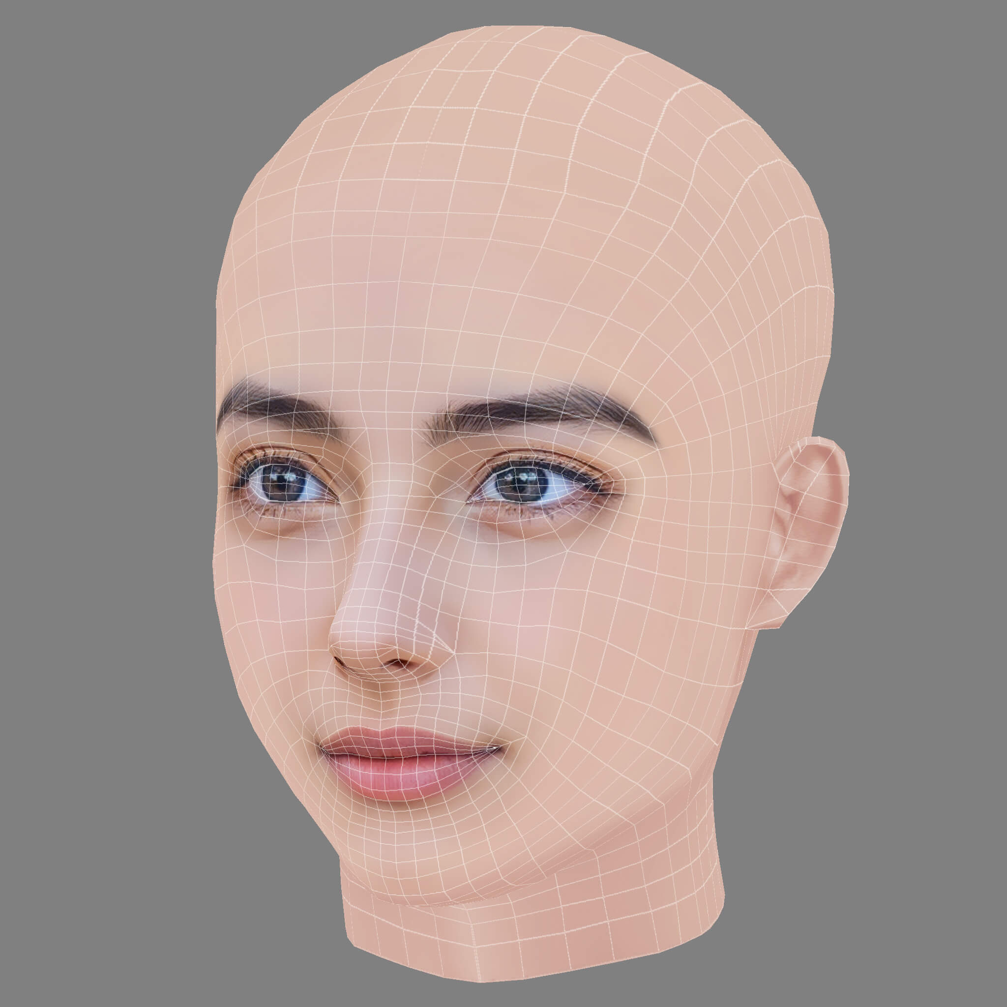 Beautiful Girl Head 08 - No Hair - Low Poly Head for Game 3D Model by ...