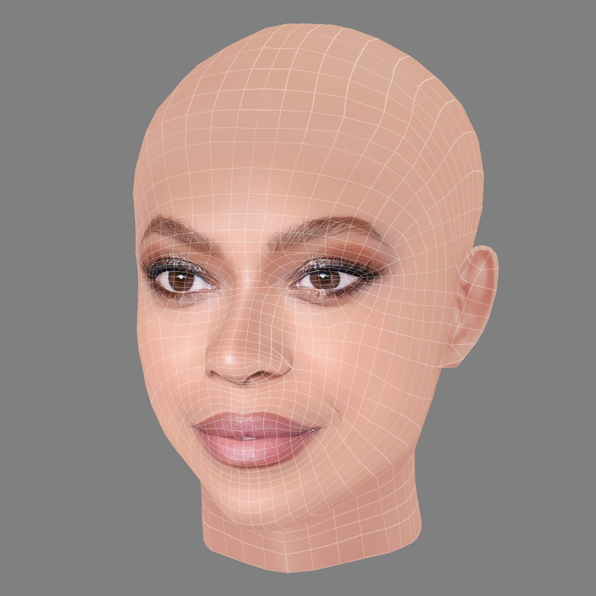 Beyonce Head - No Hair - Low Poly Head for Game 3D Model by Nammichael
