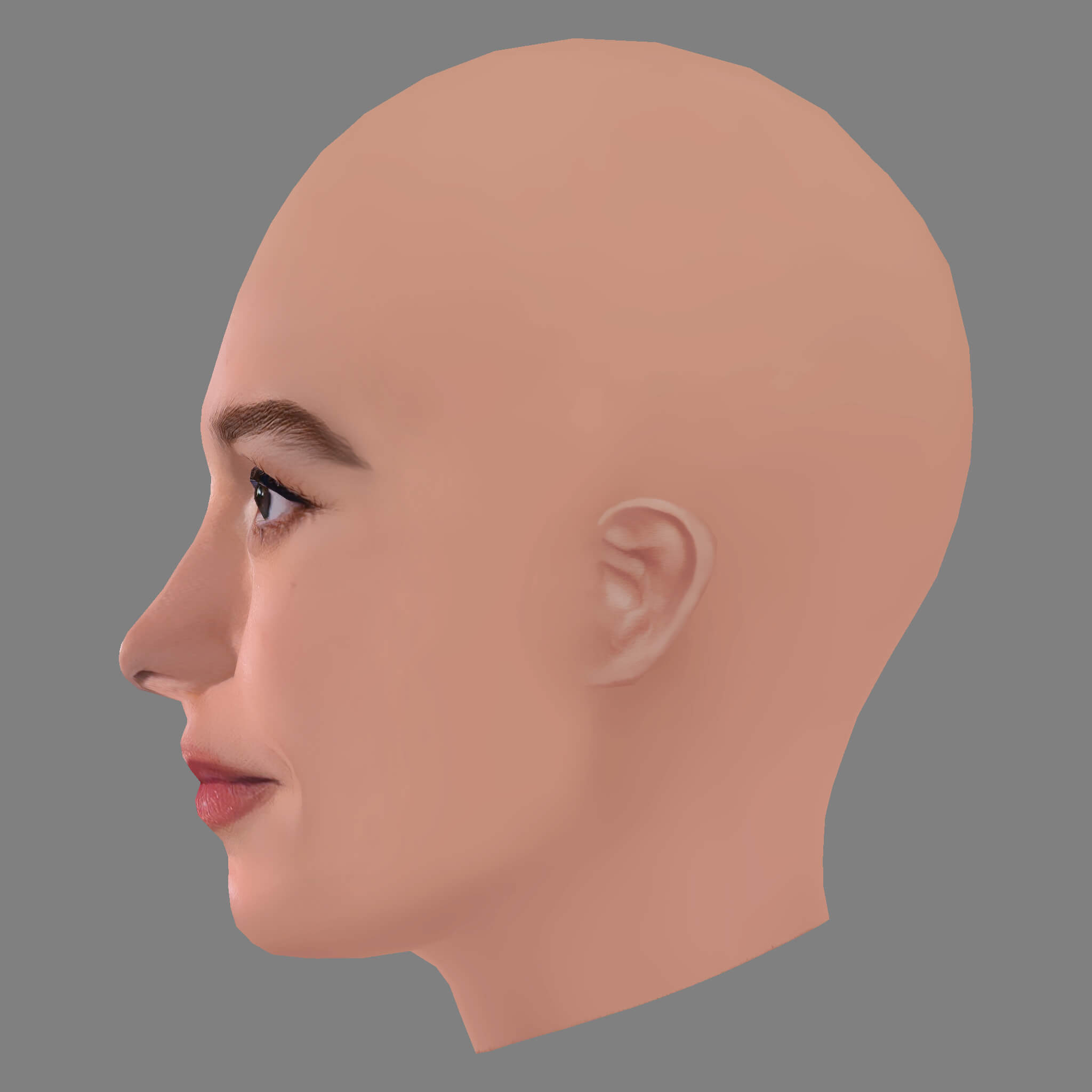 Brie Larson Head - No Hair - Low Poly Head for Game 3D Model by Nammichael