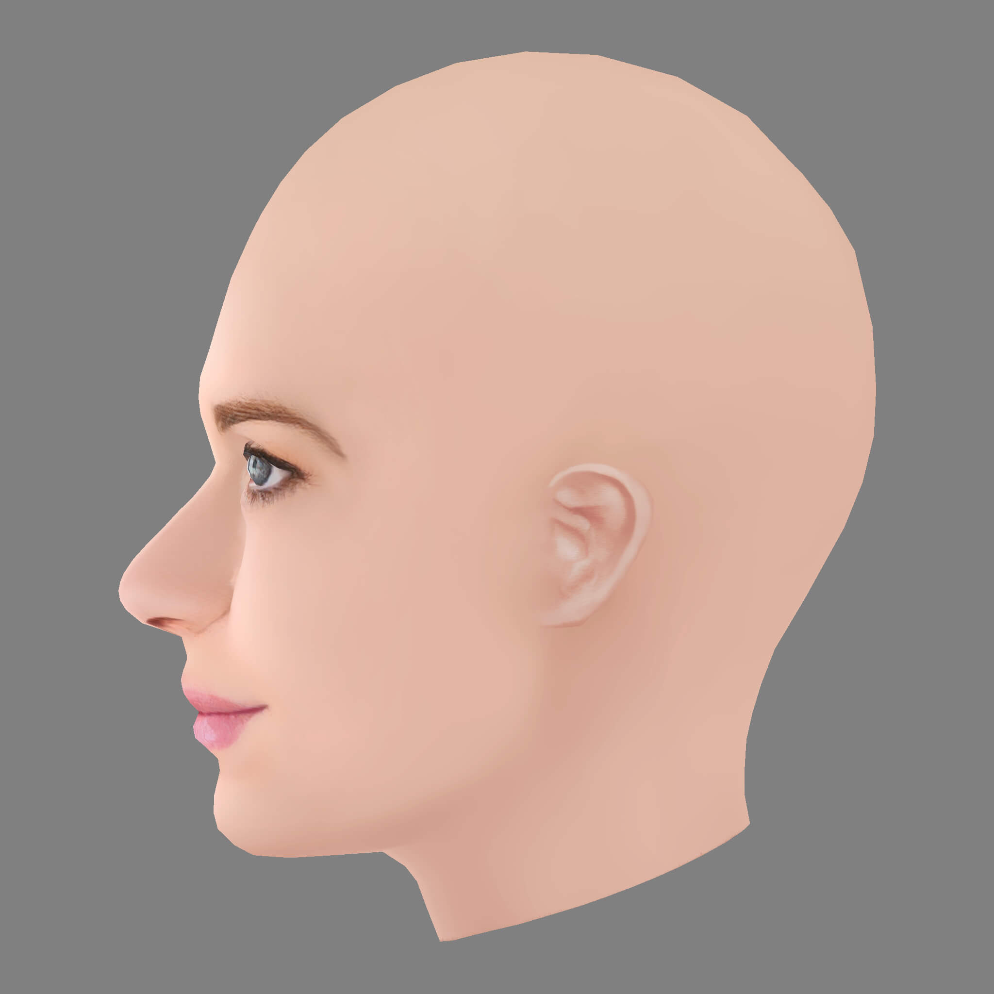 Britt Robertson Head - No Hair - Low Poly Head for Game 3D Model by ...