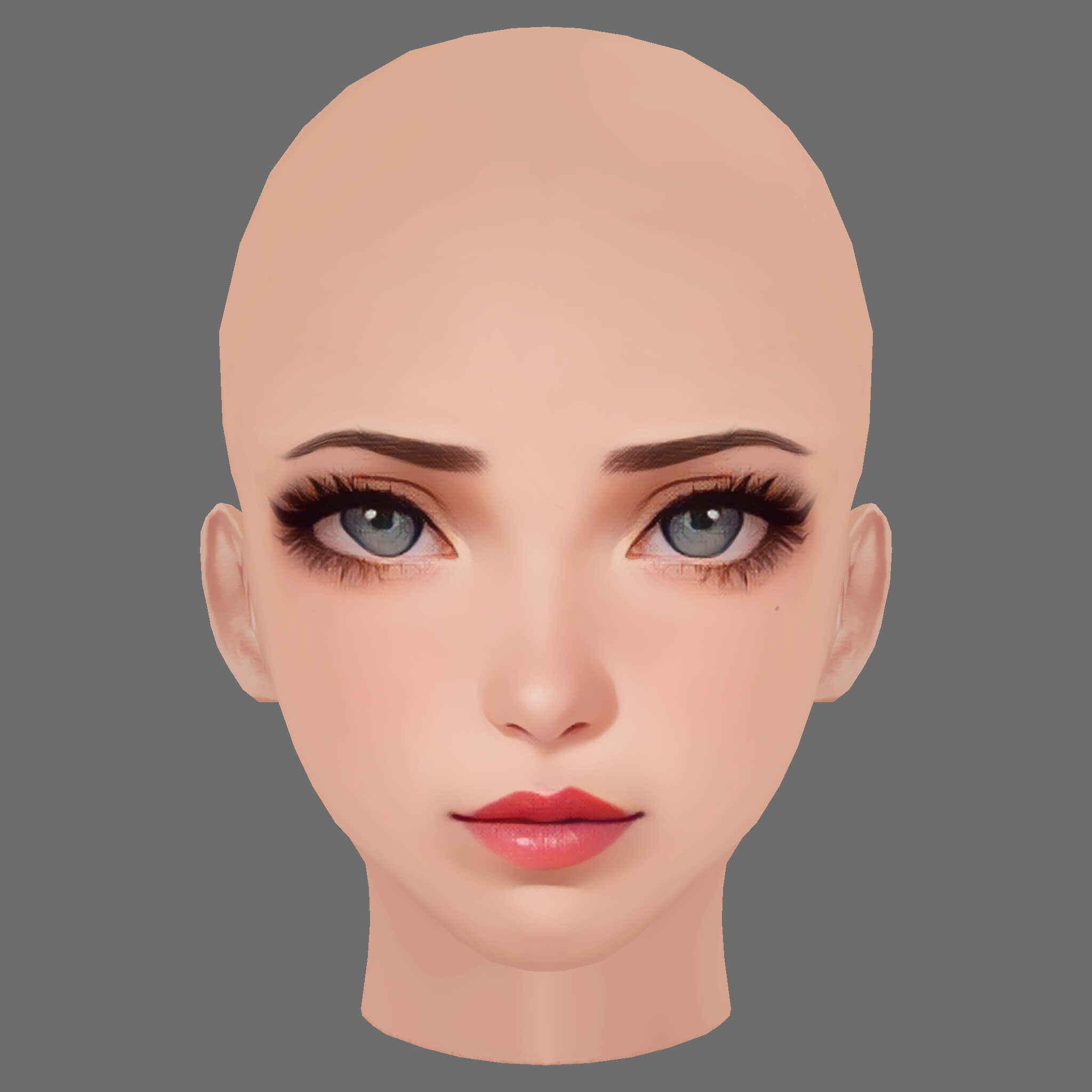Cartoon Girl Head 01 - No Hair - Low Poly Head for Game 3D Model by ...