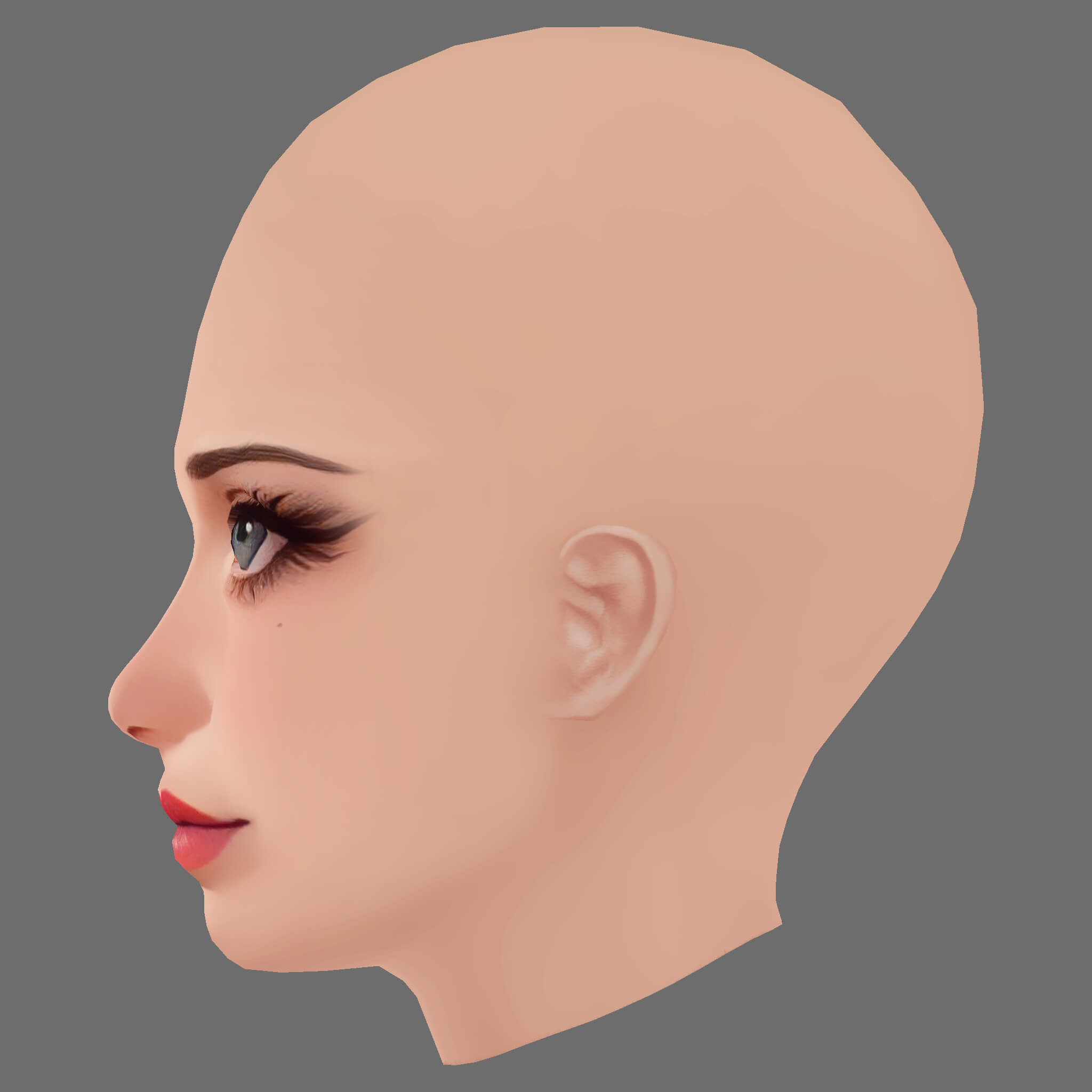 Cartoon Girl Head 01 - No Hair - Low Poly Head for Game 3D Model by ...