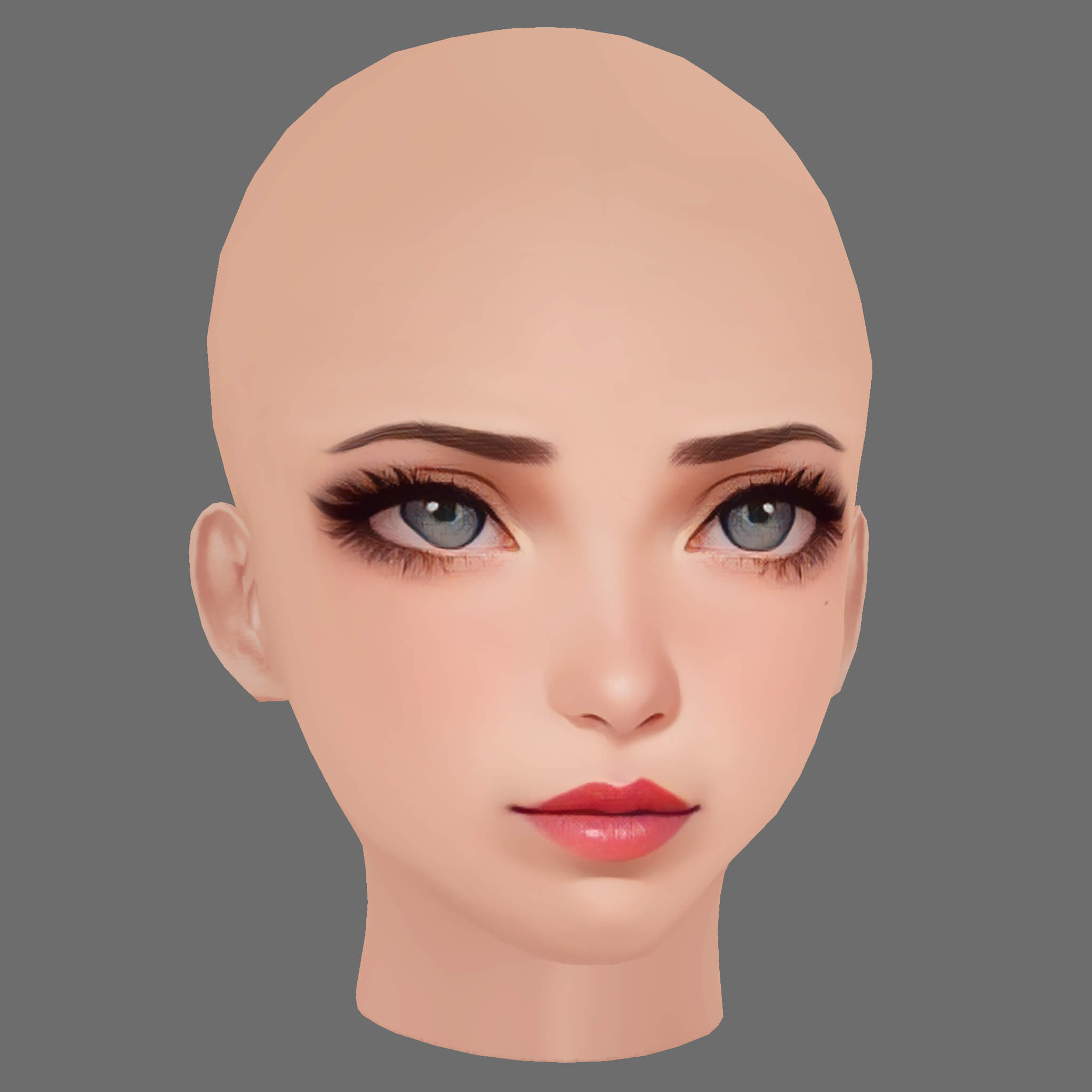 Cartoon Girl Head 01 - No Hair - Low Poly Head for Game 3D Model by ...