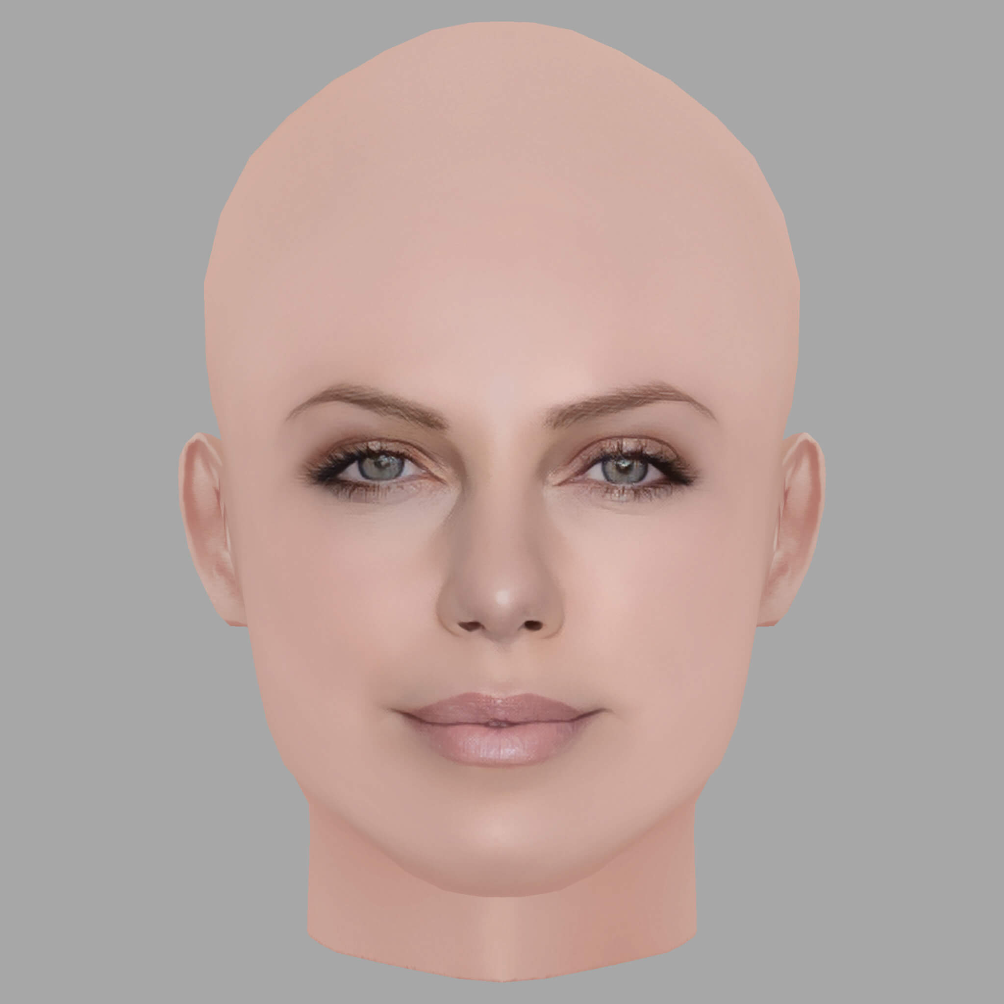 Charlize Theron Head - No Hair - Low Poly Head for Game 3D Model by ...