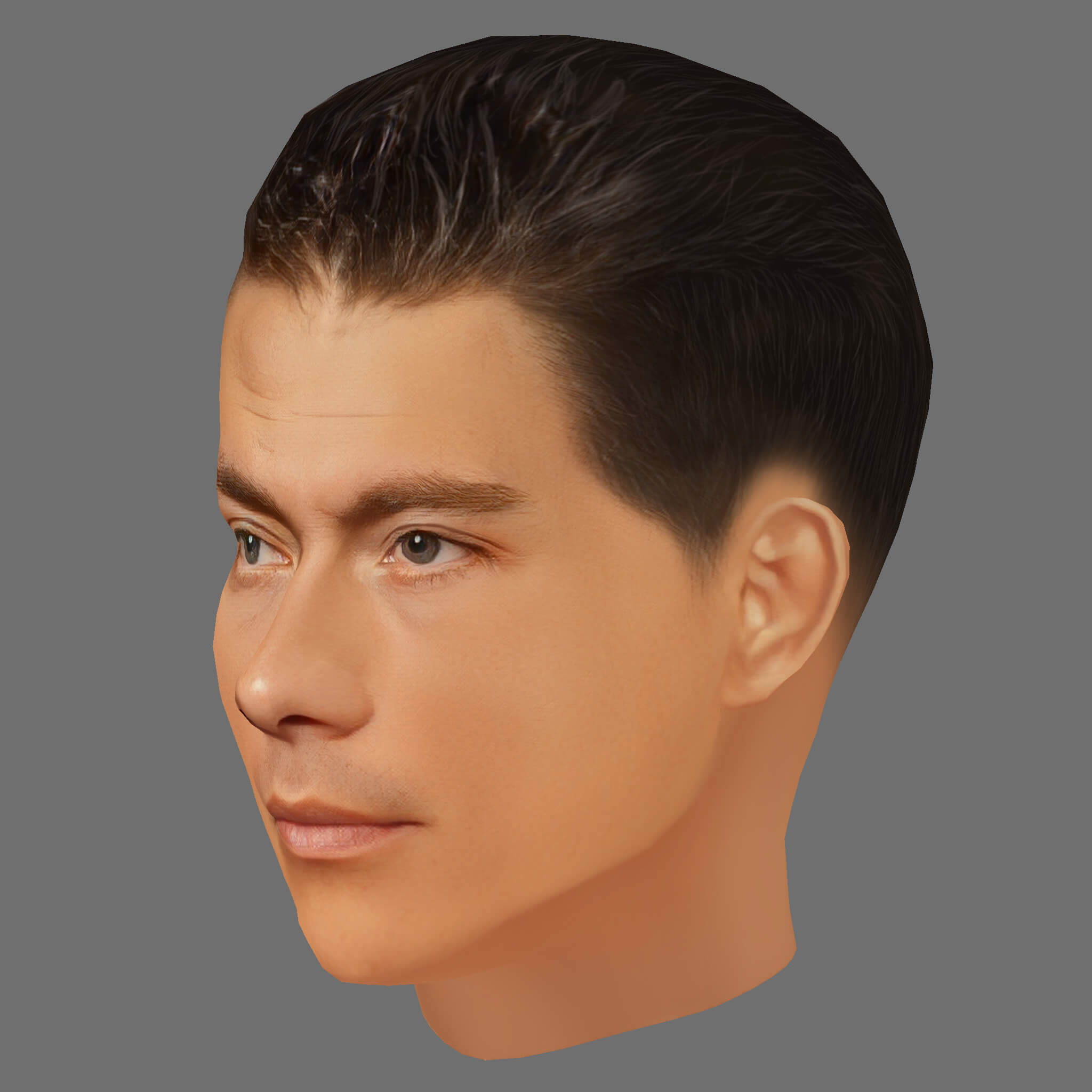 Claude Van Damme Head - Low Poly Head for Game 3D Model by Nammichael