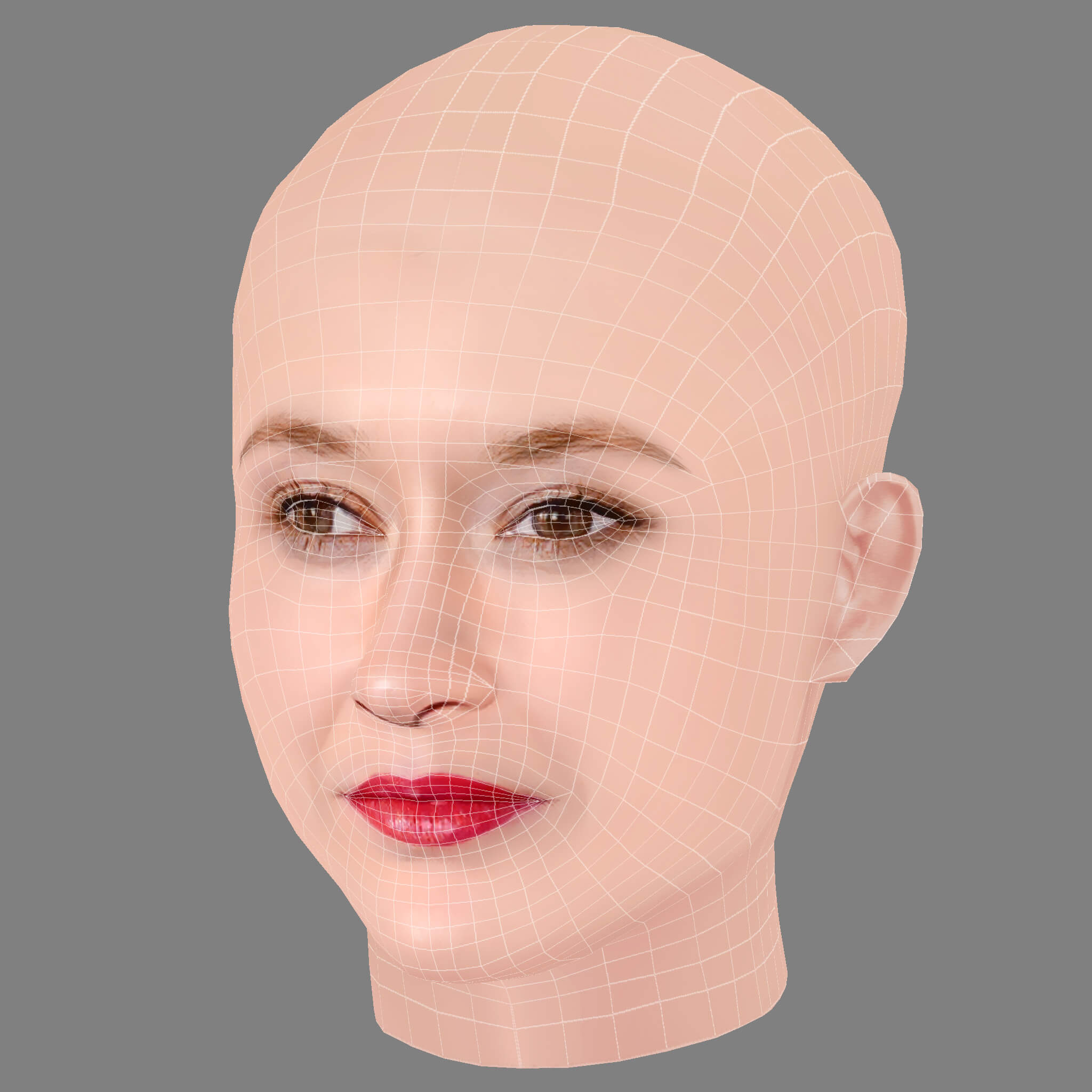 Constance Rousseau Head - No Hair - Low Poly Head for Game 3D Model by ...