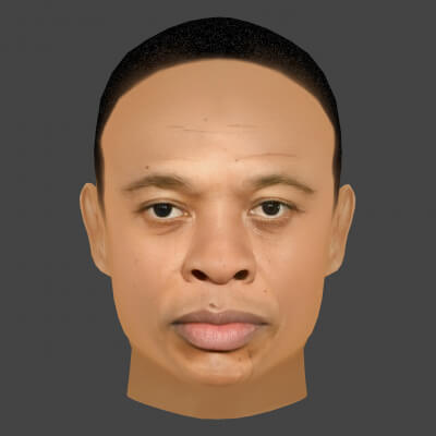 Dr Dre - Andre Romelle Young Head - Low Poly Head 3D Model by Nammichael