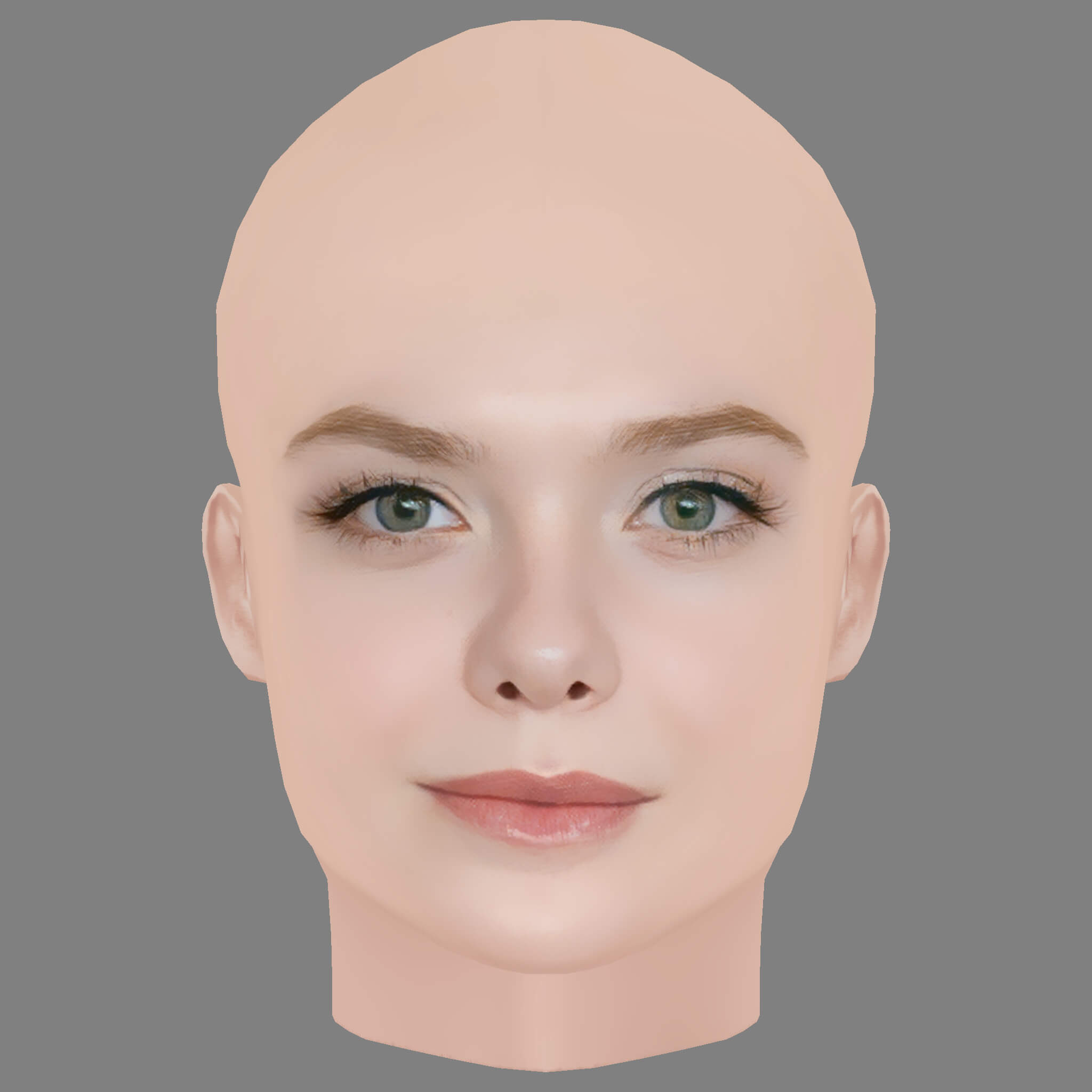 Elle Fanning - No Hair - Low Poly Head for Game 3D Model by Nammichael