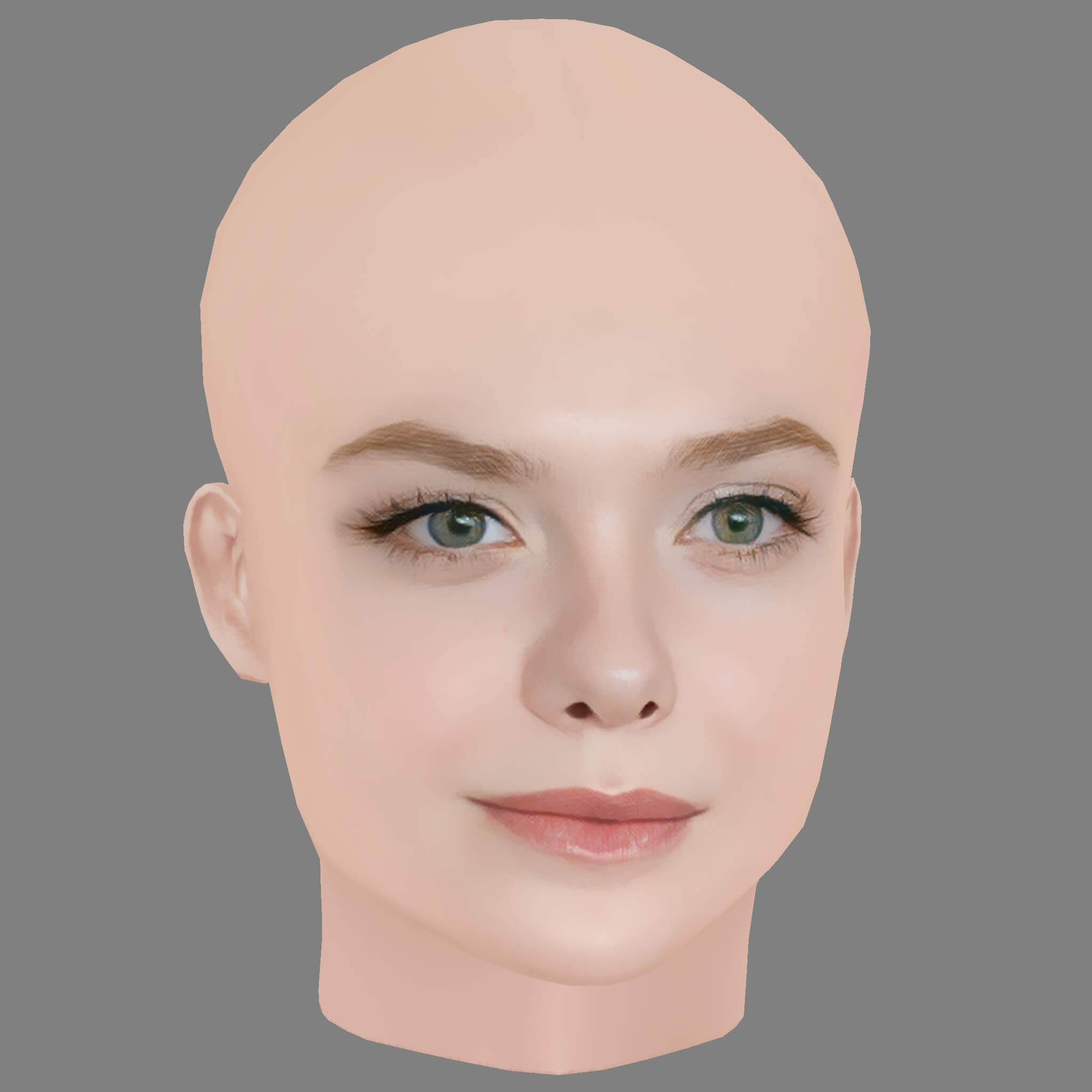 Elle Fanning - No Hair - Low Poly Head for Game 3D Model by Nammichael