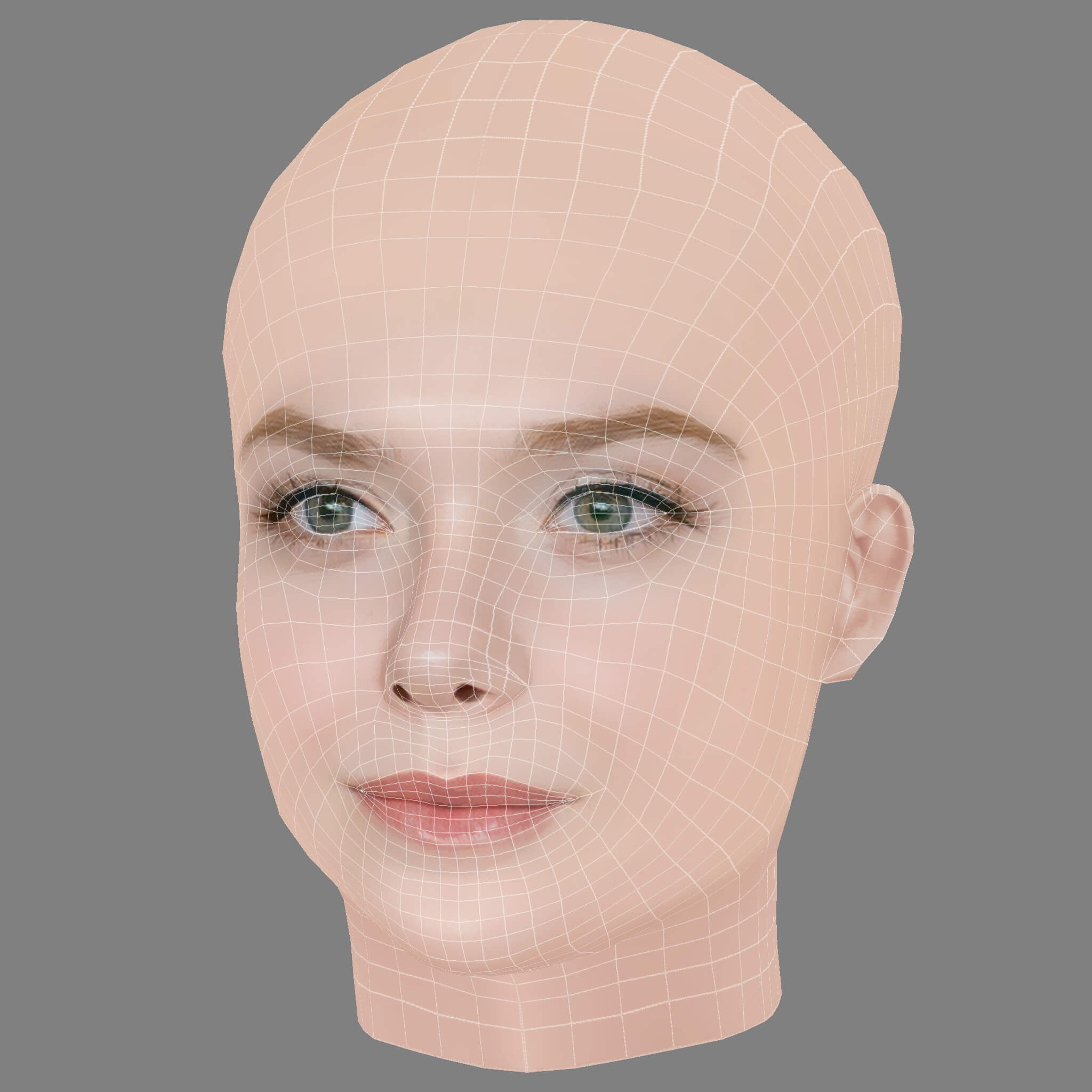 Elle Fanning - No Hair - Low Poly Head for Game 3D Model by Nammichael