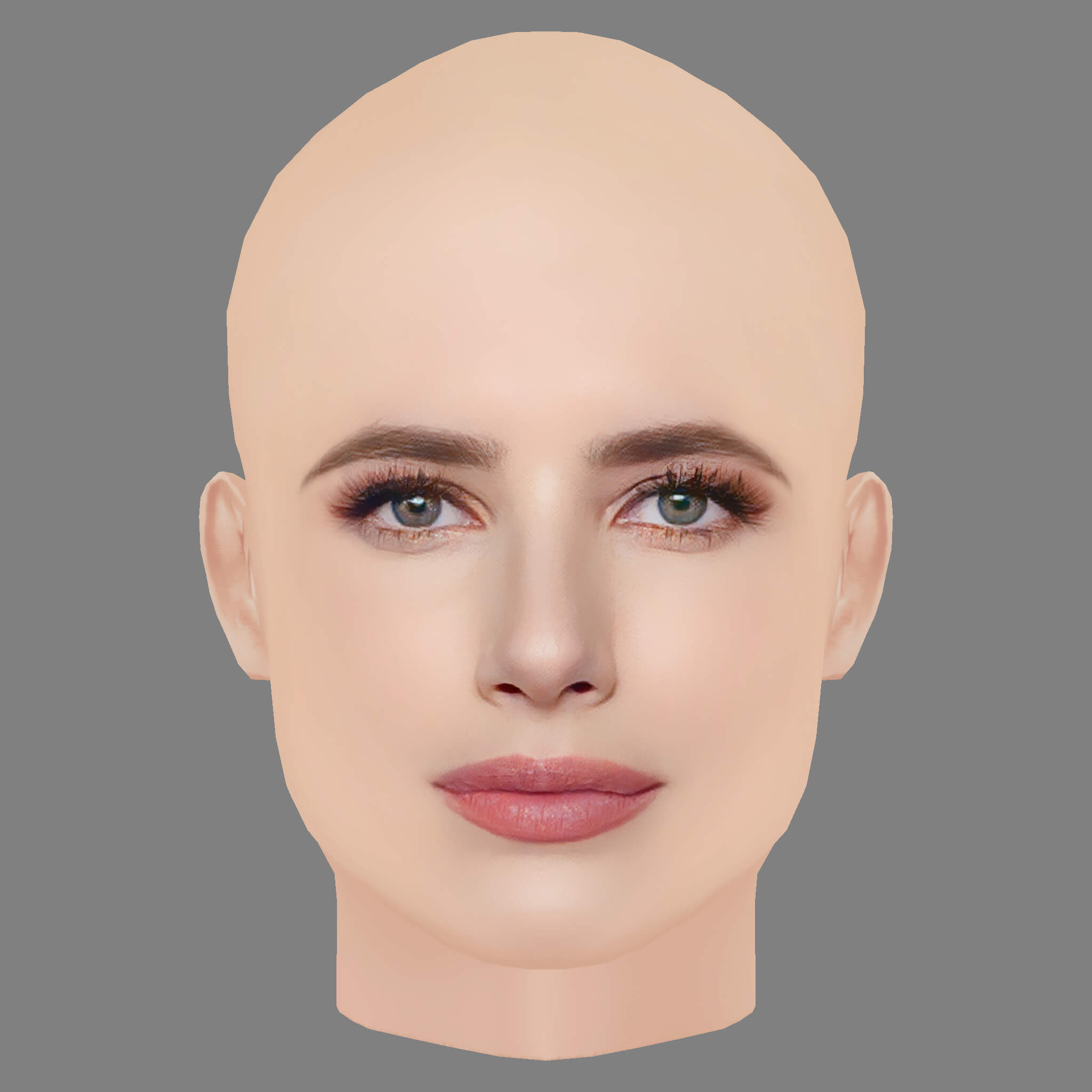Emma Roberts Head - No Hair - Low Poly Head for Game 3D Model by Nammichael