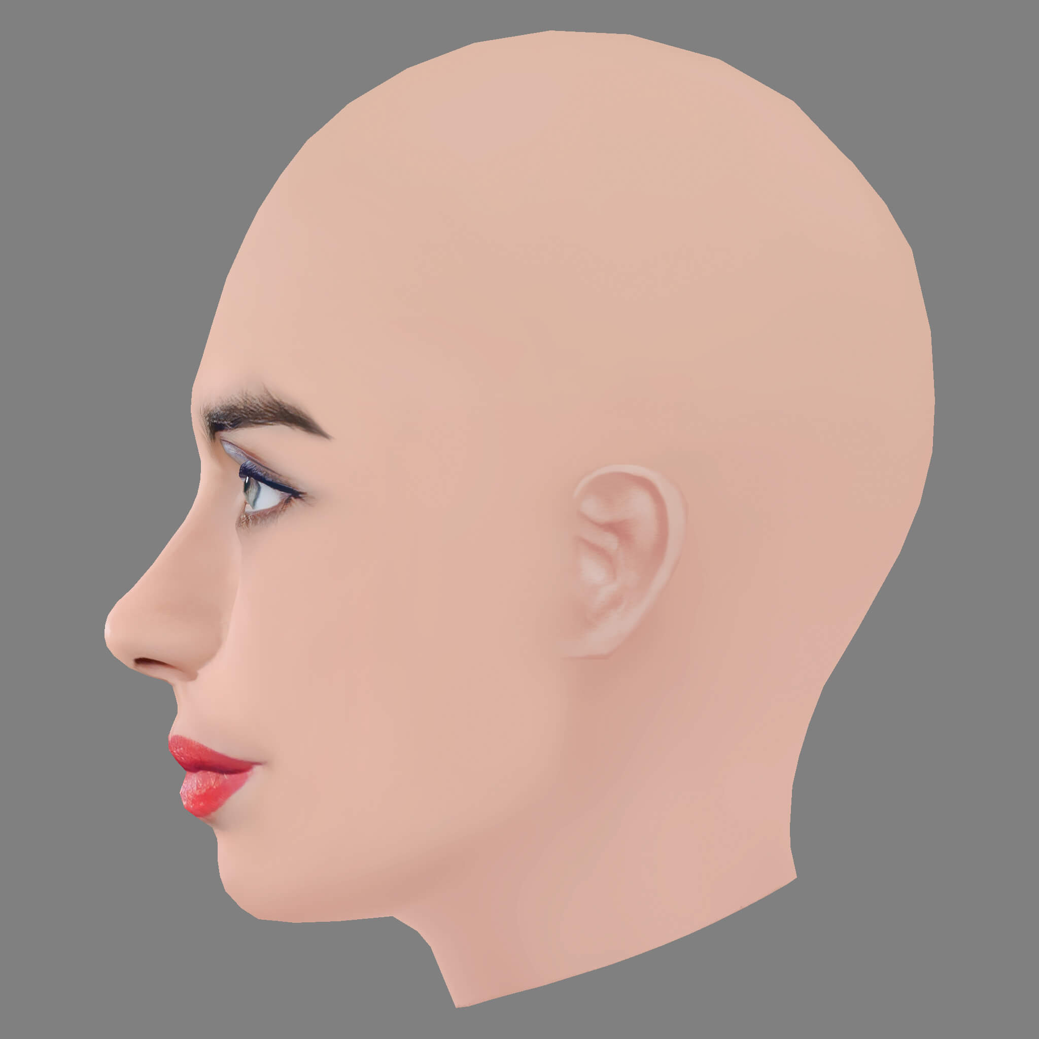 Greta Scarano Head - No Hair - Low Poly Head for Game 3D Model by ...