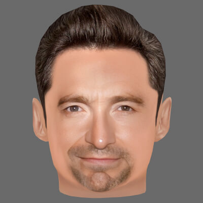 Hugh Jackman Head - Low Poly Head for Game Low Poly 3D Model by Nammichael