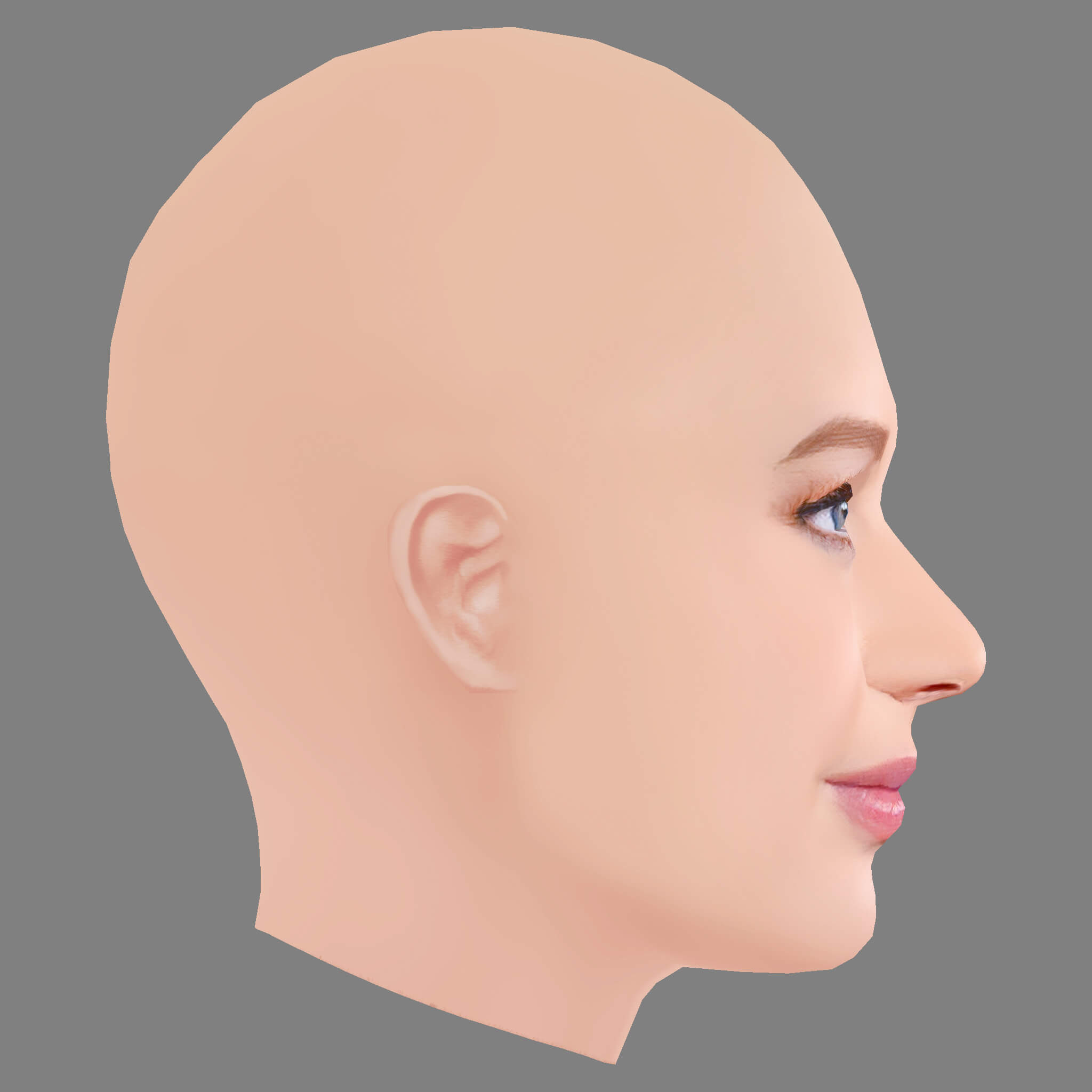 Jennifer Lawrence Head - No Hair - Low Poly Head for Game 3D Model by ...