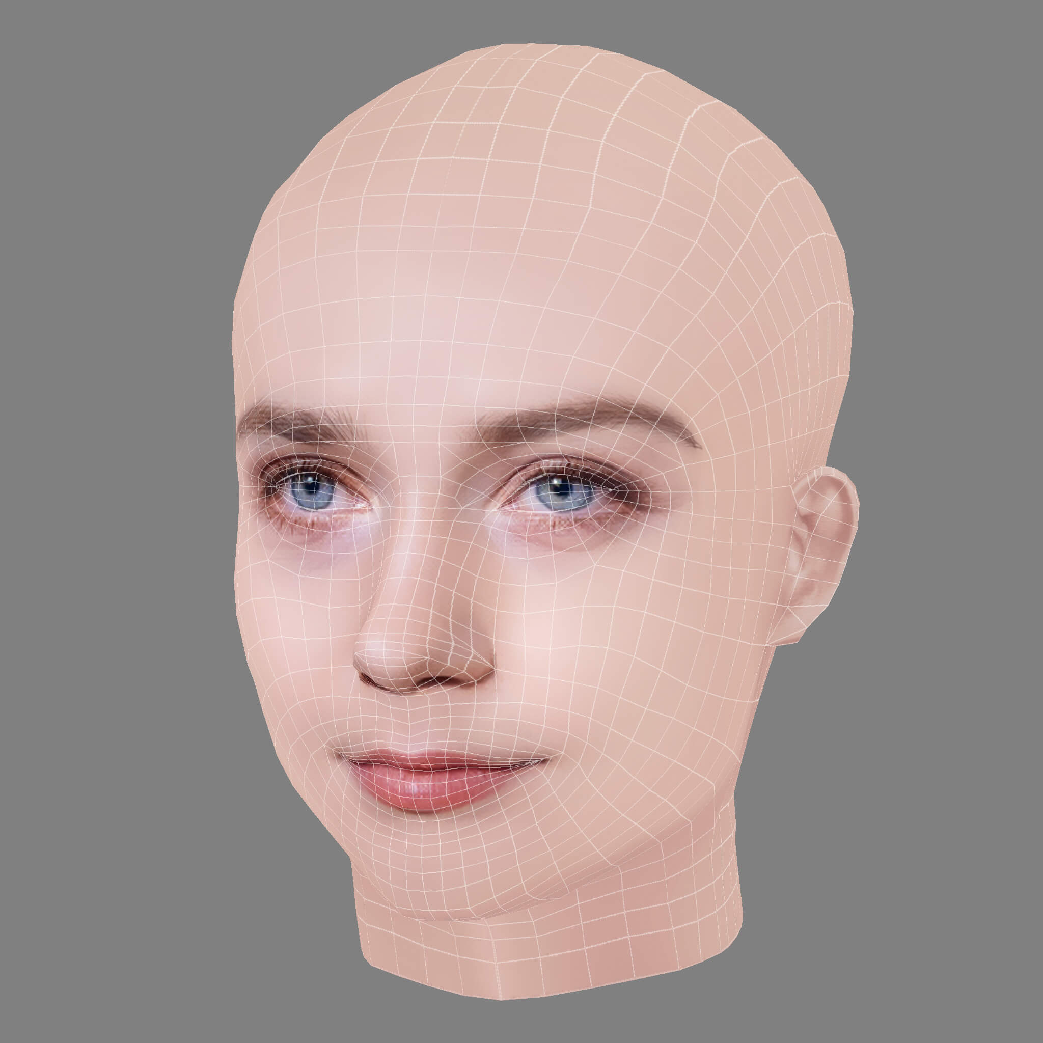 Jessica Barden Head - No Hair - Low Poly Head for Game 3D Model by ...