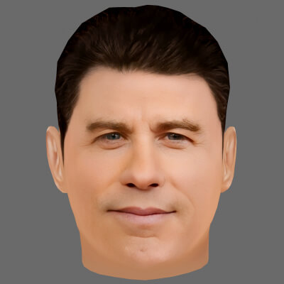 John Travolta Head - Low Poly Head for Game Low Poly 3D Model by Nammichael
