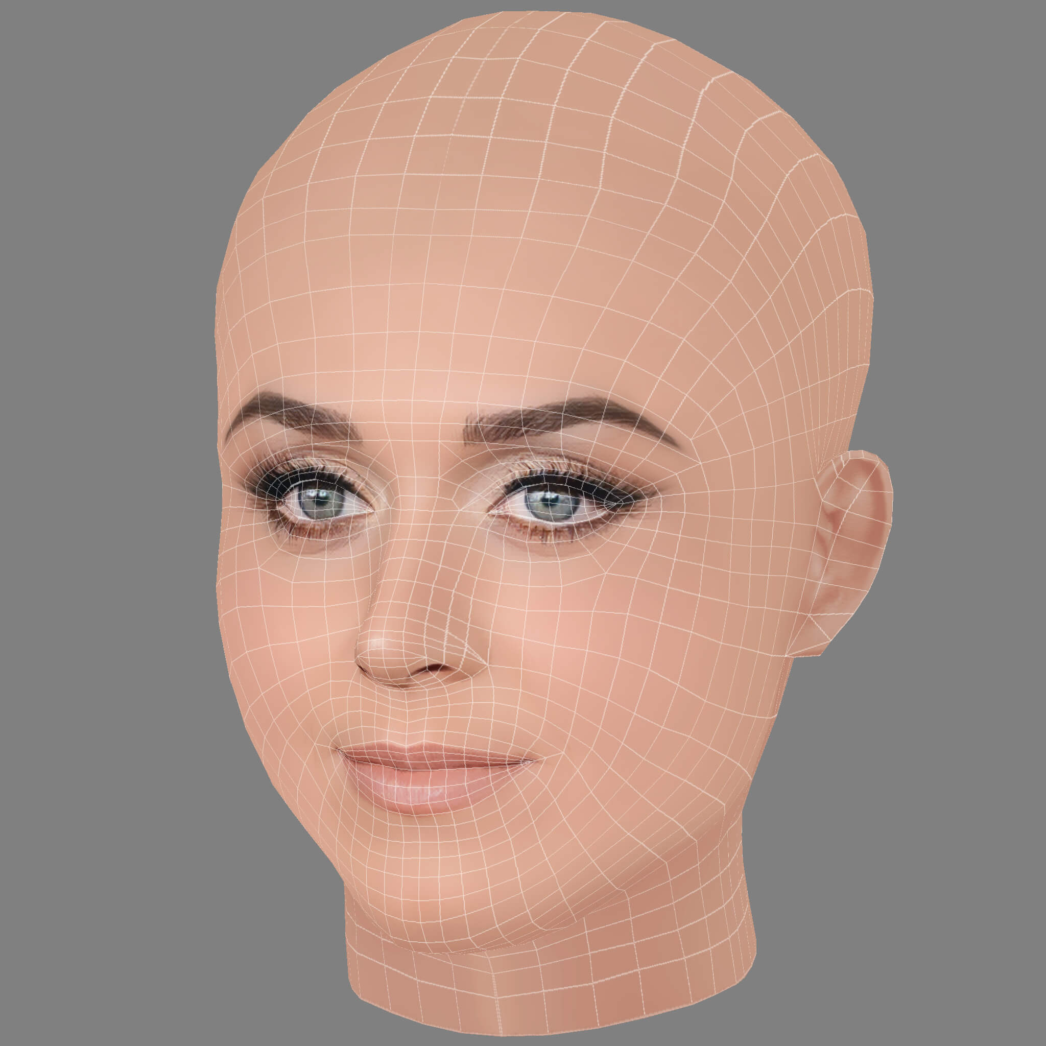 Katy Perry Head - No Hair - Low Poly Head for Game 3D Model by Nammichael