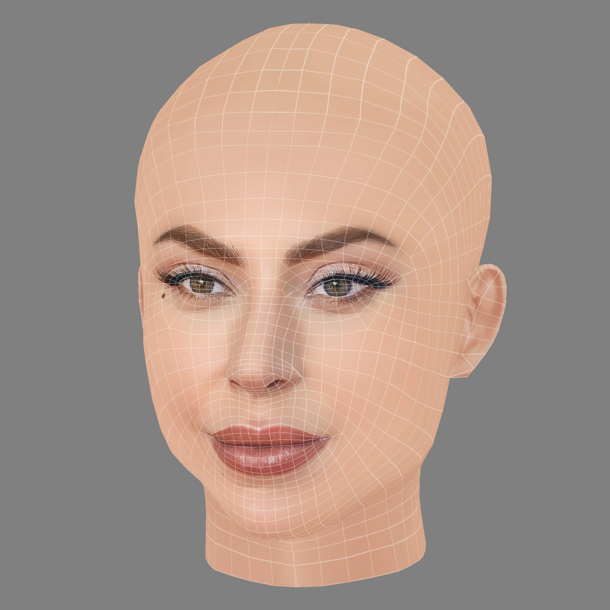 Lady Gaga Head - No Hair - Low Poly Head for Game 3D Model by Nammichael