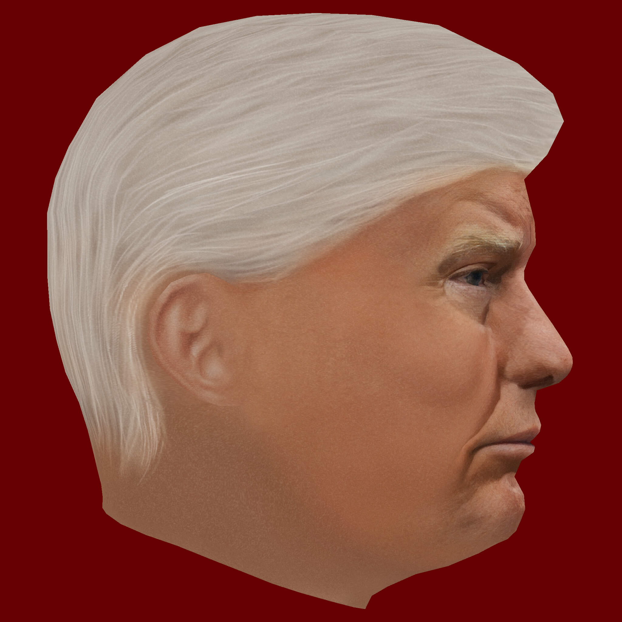 Low Poly Head of The President - Donald Trump 3D Model by Nammichael