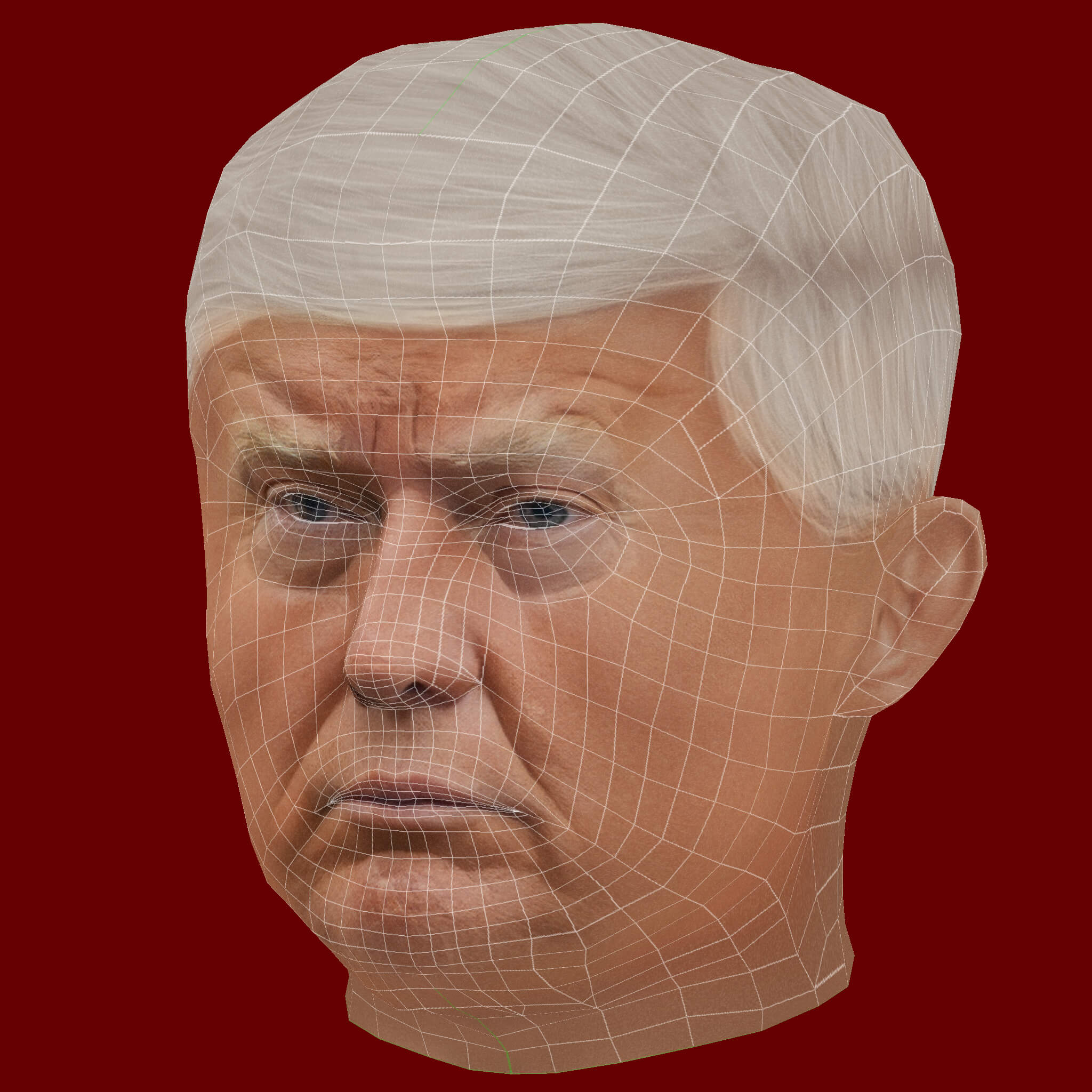 Low Poly Head of The President - Donald Trump 3D Model by Nammichael