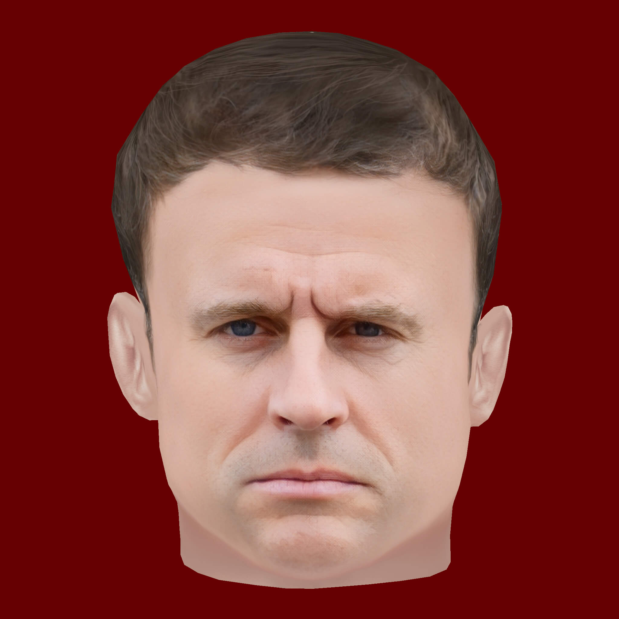 Low Poly Head of The President - Emmanuel Macron 3D Model by Nammichael