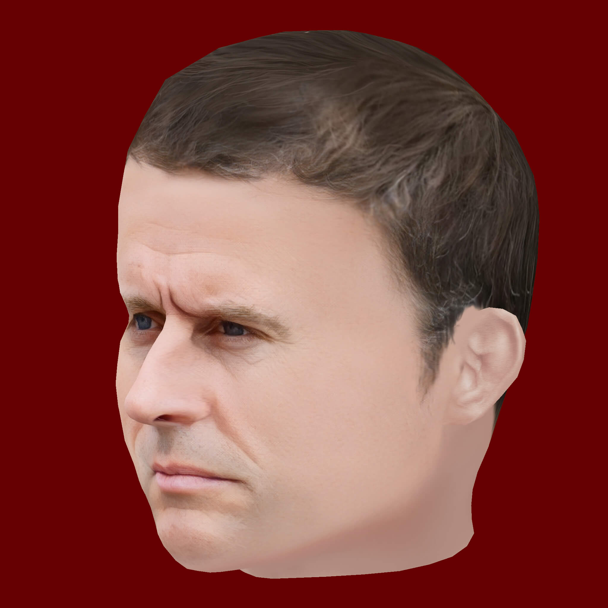 Low Poly Head of The President - Emmanuel Macron 3D Model by Nammichael