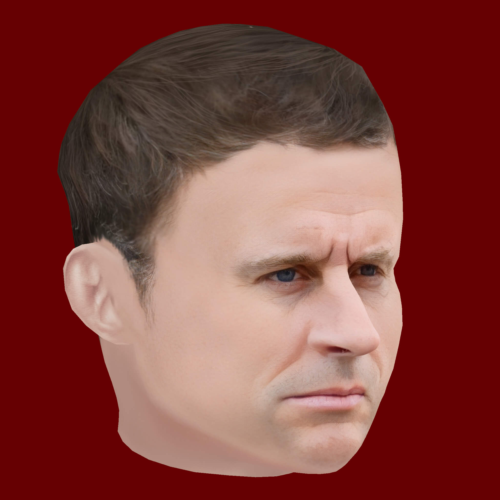 Low Poly Head of The President - Emmanuel Macron 3D Model by Nammichael