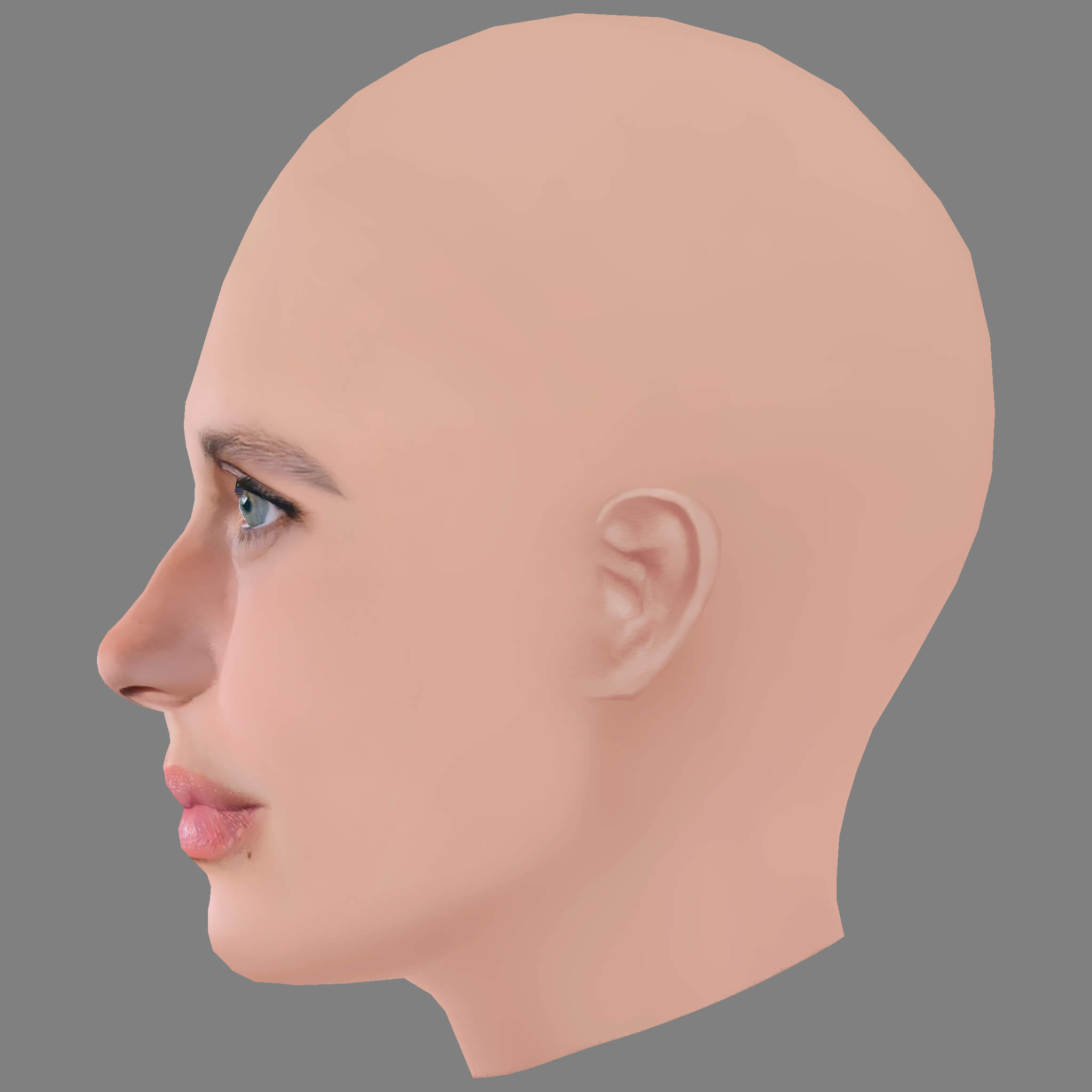 Marine Vacth Head - No Hair - Low Poly Head for Game 3D Model by Nammichael