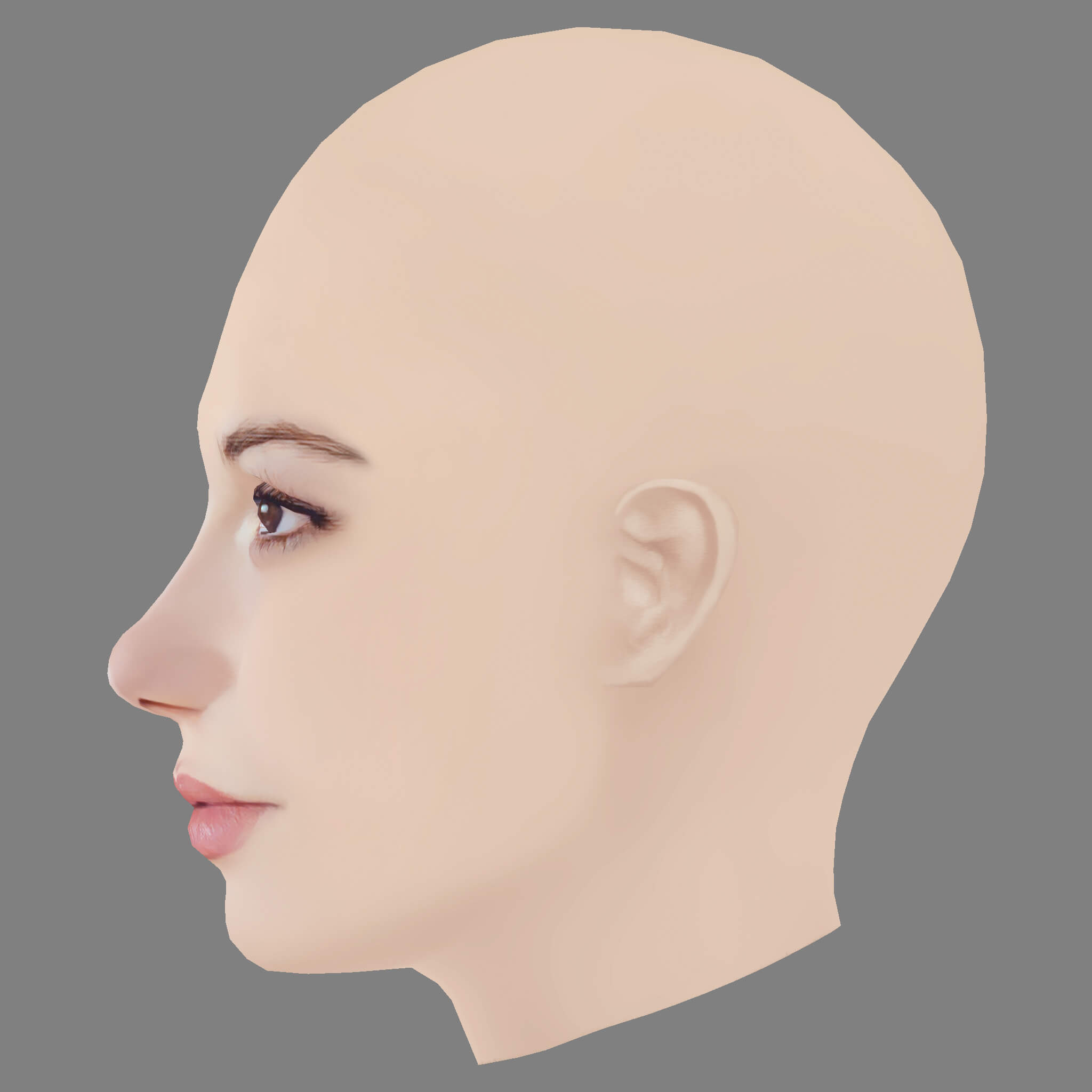 Mathilde Ollivier Head - No Hair - Low Poly Head for Game 3D Model by ...