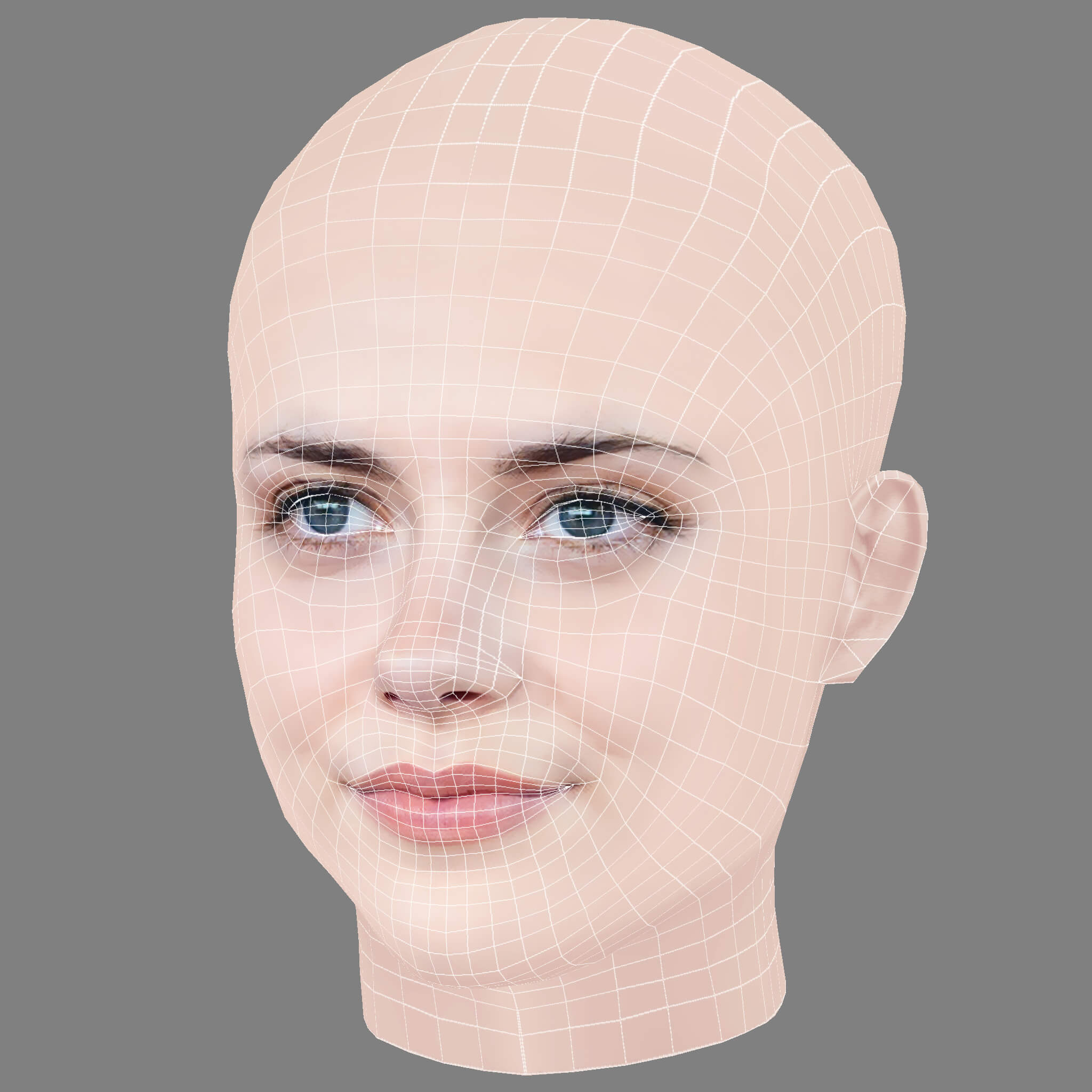 Meg Bellamy Head - No Hair - Low Poly Head for Game 3D Model by Nammichael