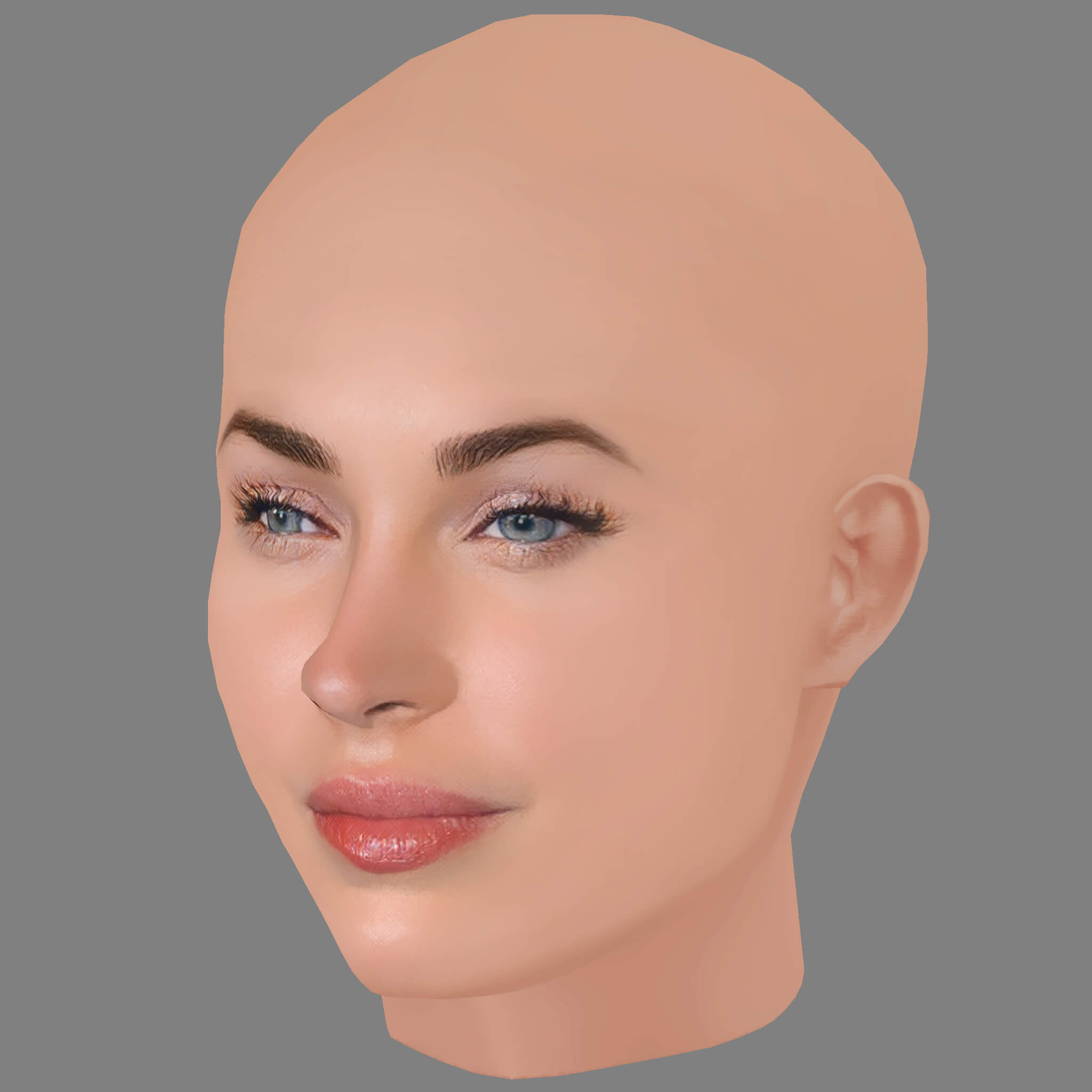Megan Fox Head - No Hair - Low Poly Head for Game 3D Model by Nammichael